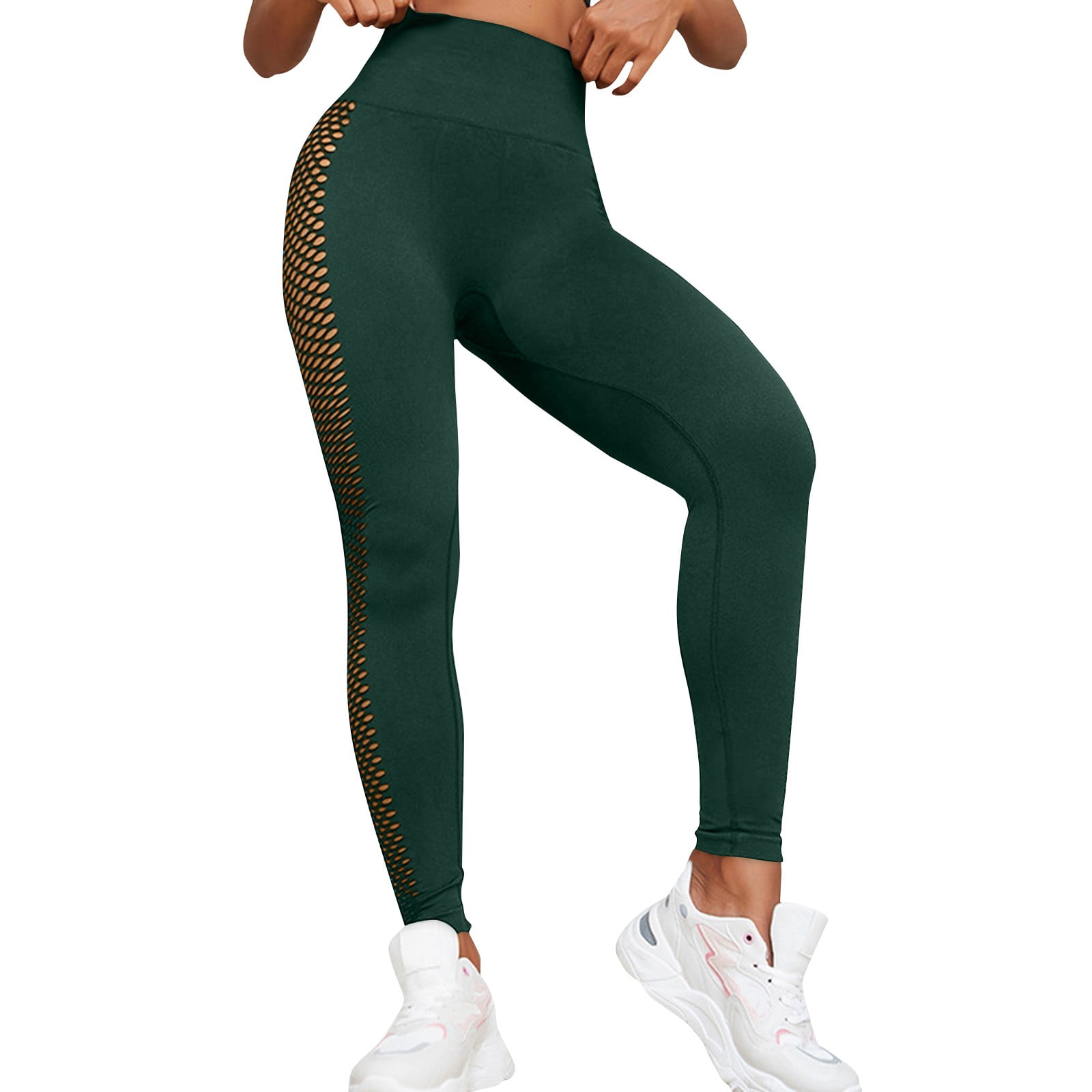 High Waist Yoga Pants for Women Seamless Workout Leggings with Mesh ...