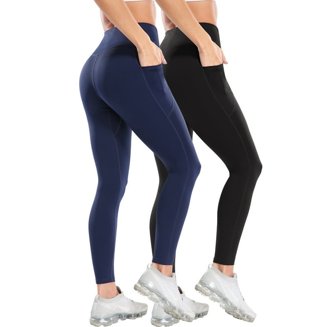 High Waist Yoga Pants with Pockets Tummy Control Workout Legging 4 Way ...