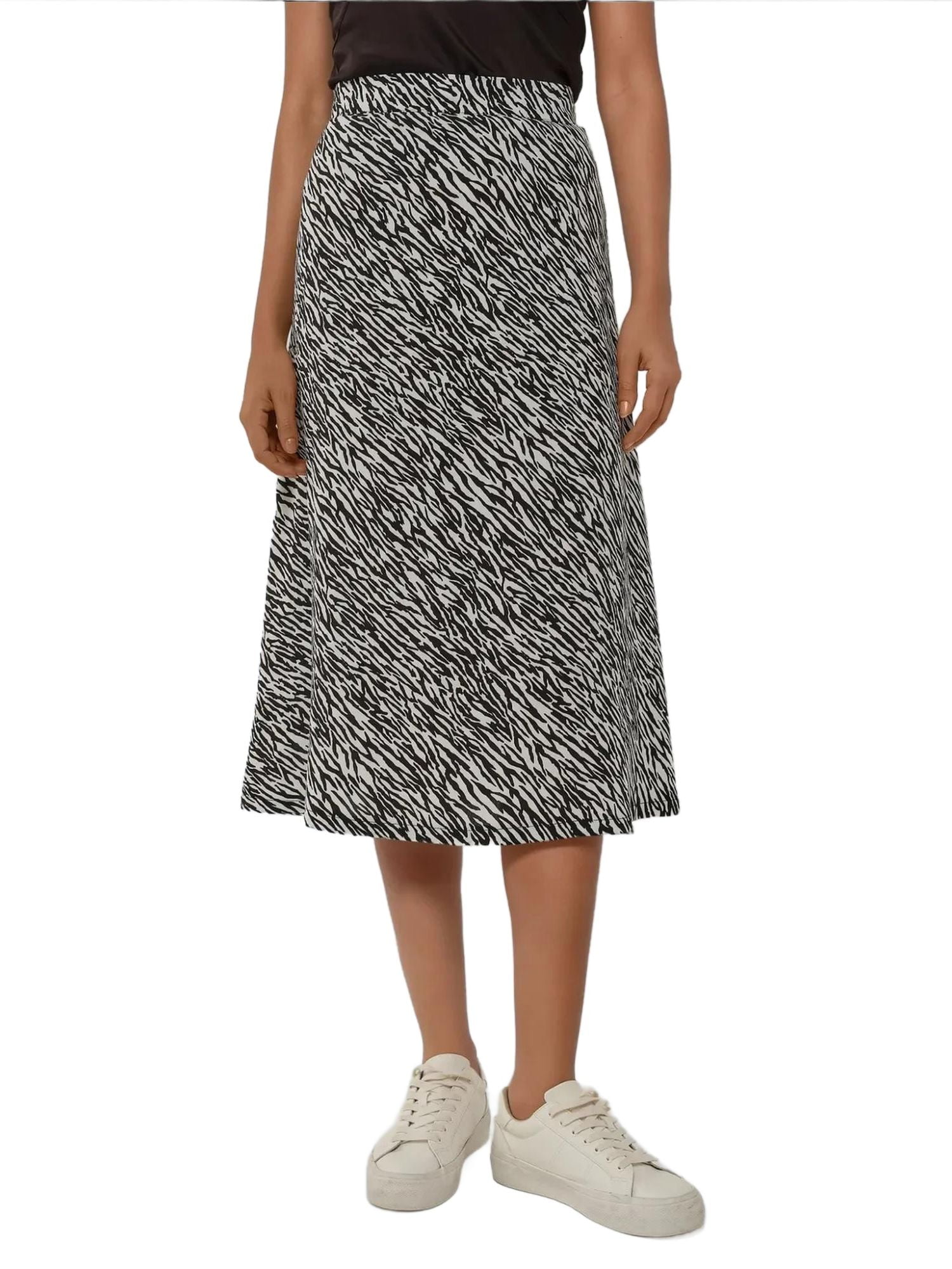 High Waist Zebra Print Midi Skirt - Walmart.com