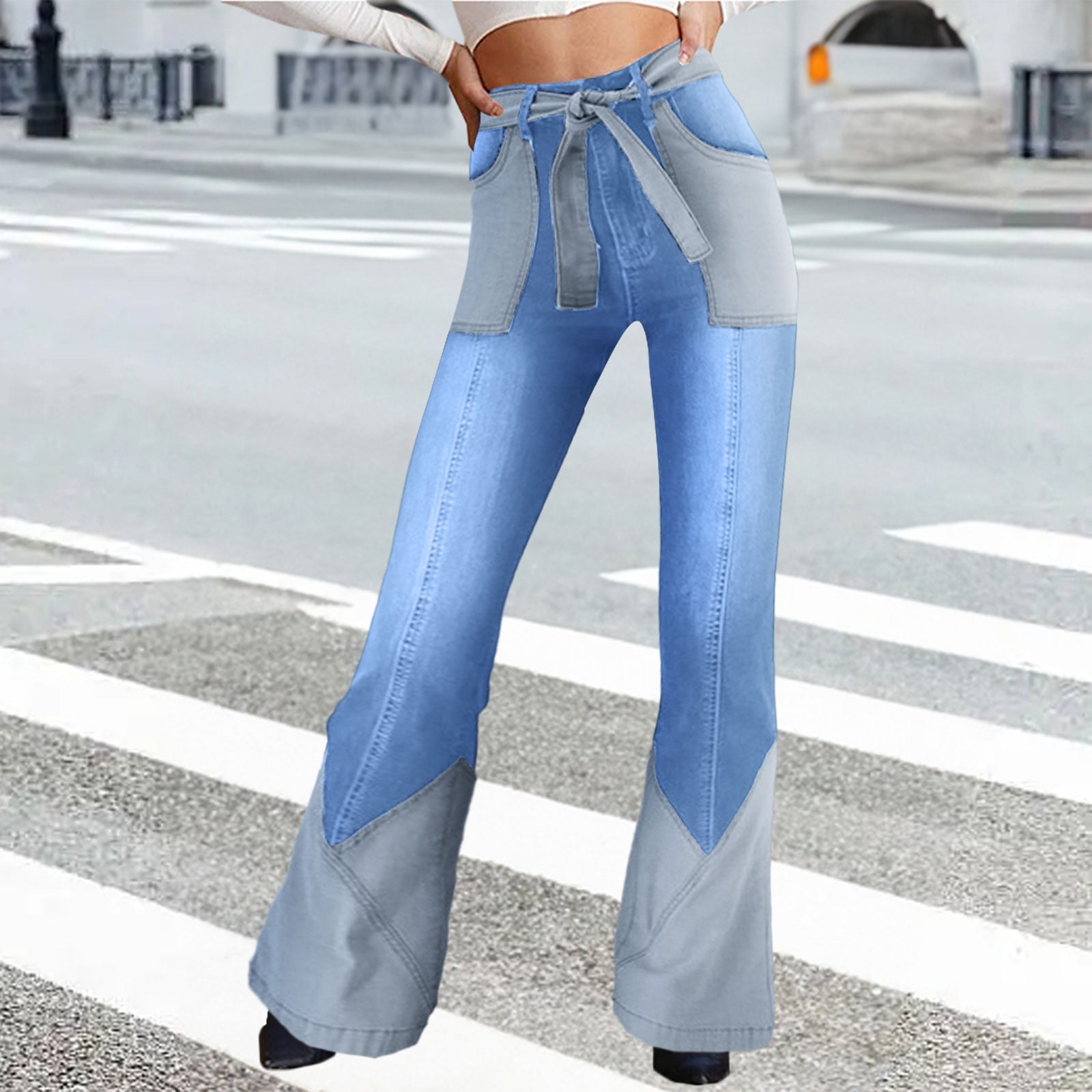 High Waisted Jeans For Women: Skinny Denim Patchwork Stretch Pants For ...