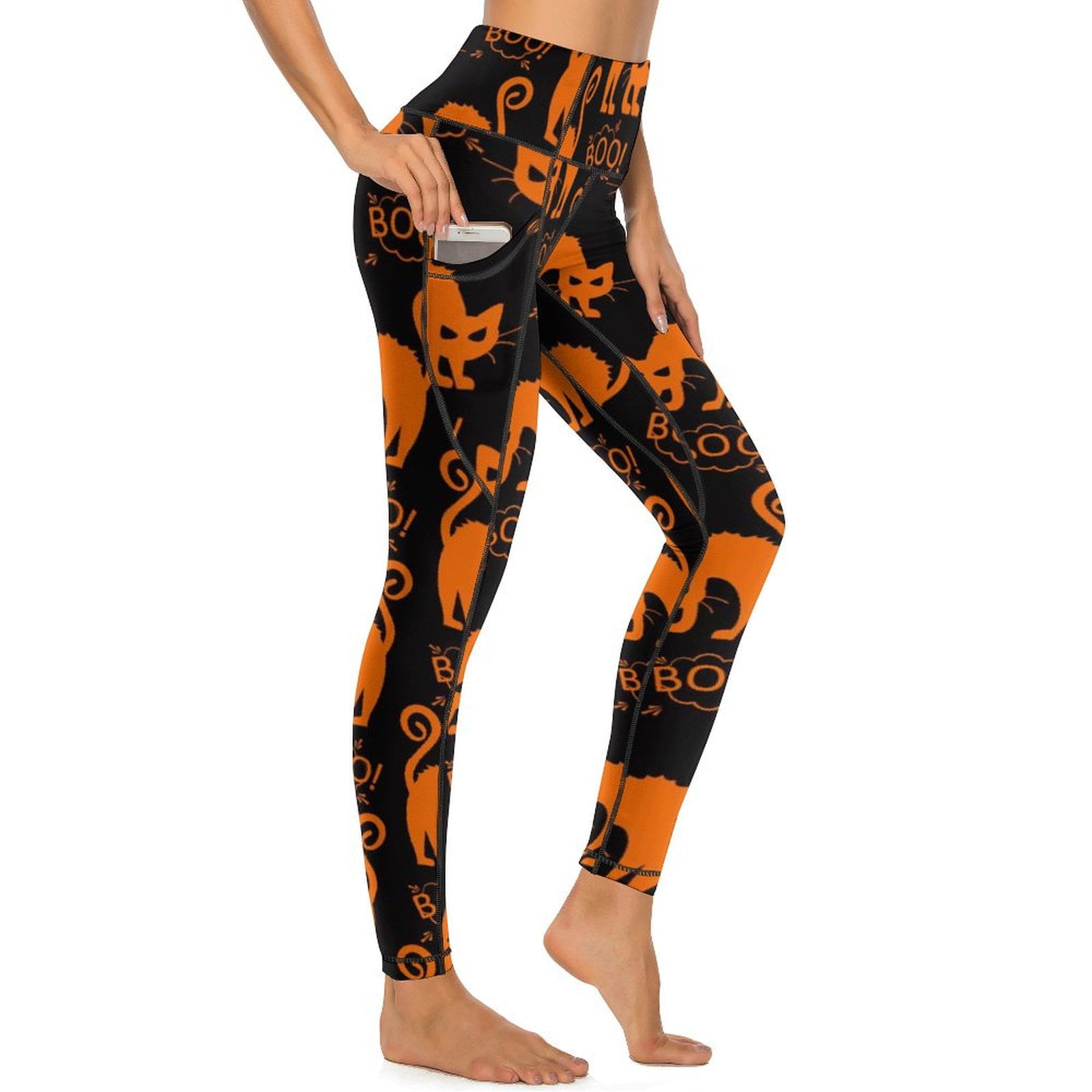 High Waisted Leggings for Women - Boo Cat Halloween Womens Fashion ...
