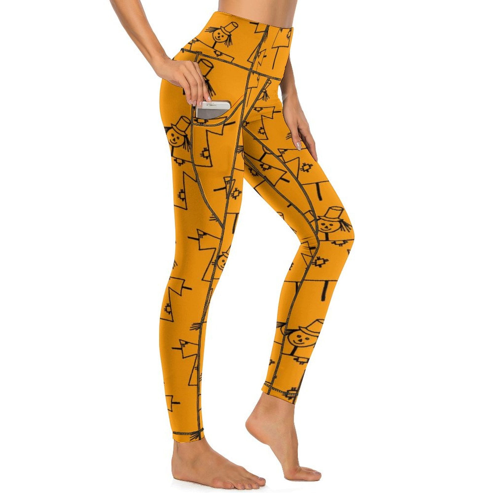 High Waisted Leggings for Women, Fall Cute Simple Scarecrow Tummy ...
