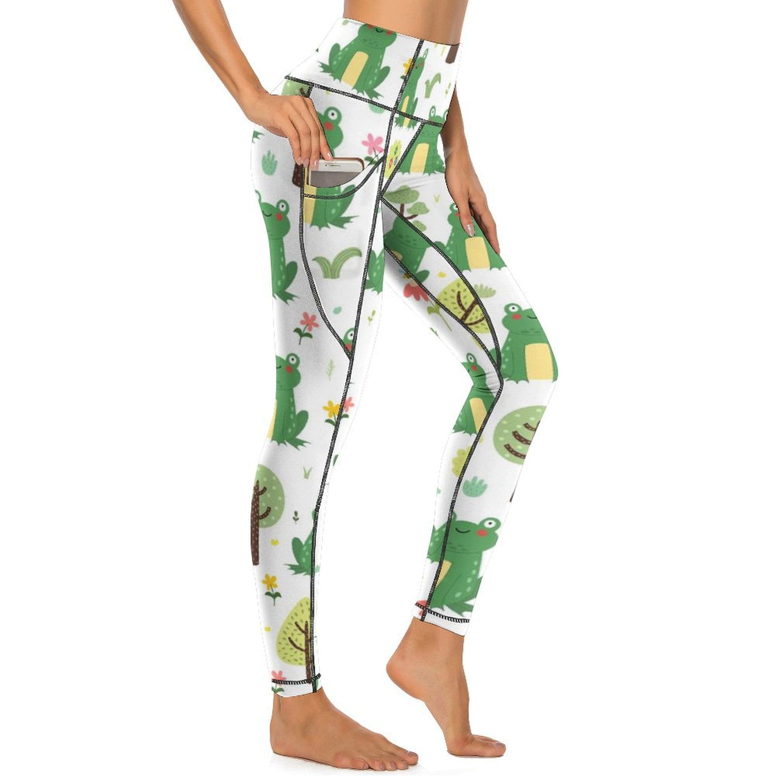 High Waisted Leggings for Women, Funny Toad Tummy Control Yoga Pants ...