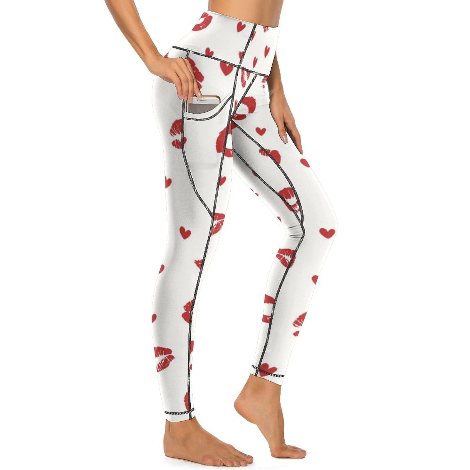 High Waisted Leggings for Women - Lips Kiss Womens Fashion Tummy ...