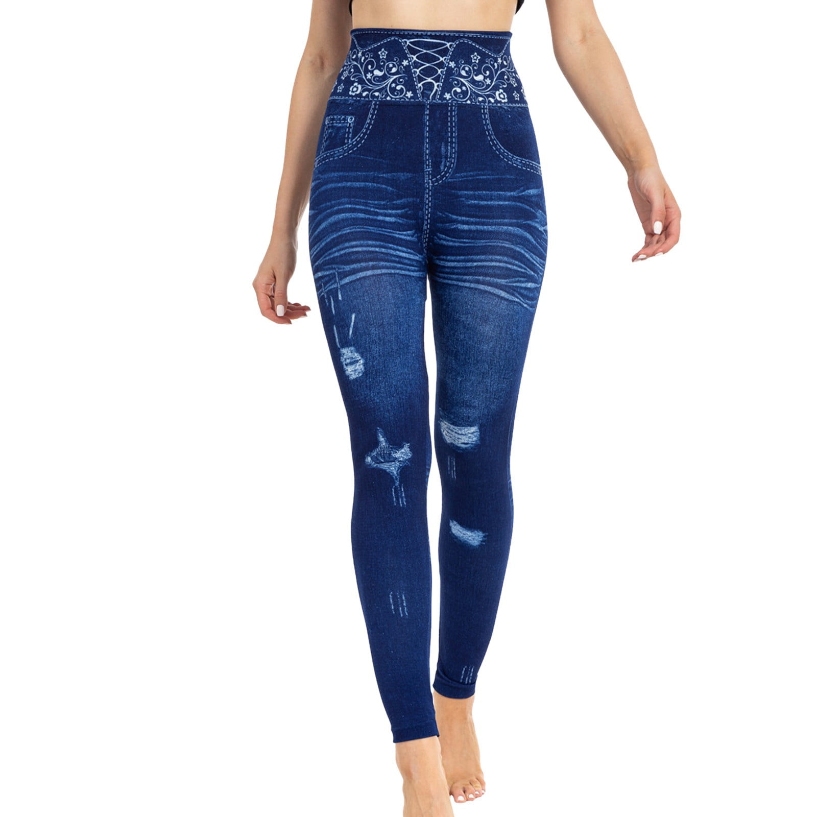 High Waisted Leggings for Women Buttery Smooth Denim Pencil Slimming ...