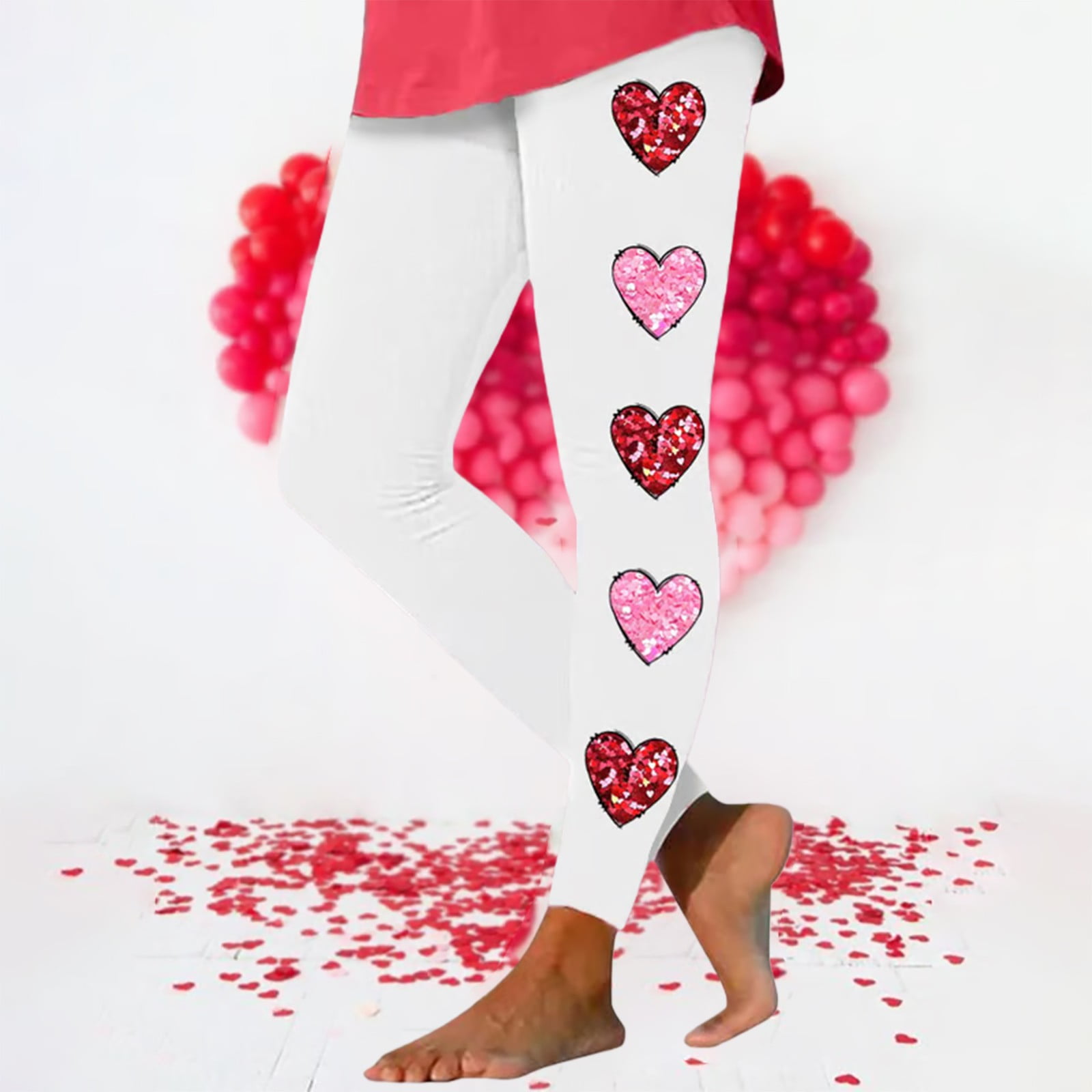 High Waisted Tummy Control Yoga Pants for Women Valentines Day Straight ...