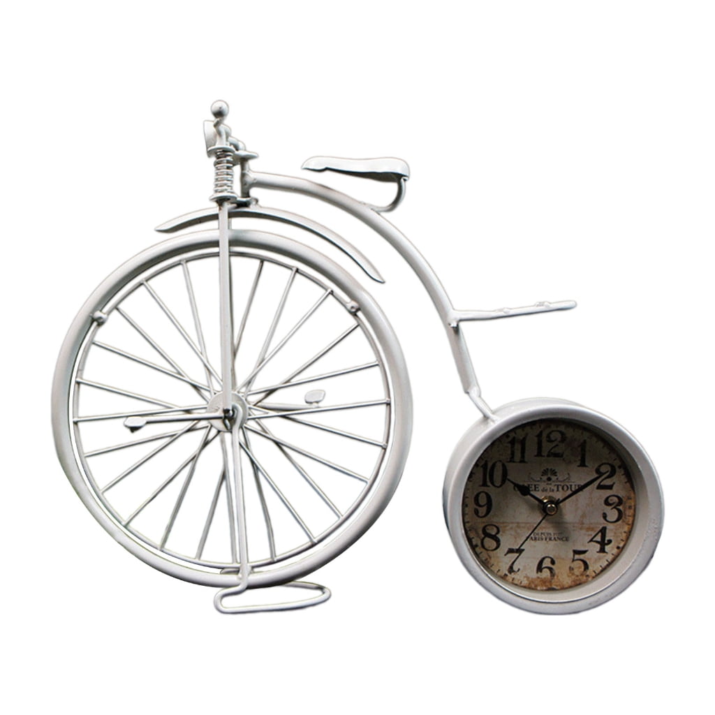 High Wheel Bicycles Shelf Clock Metal Ornament Vintage Antique Bike ...