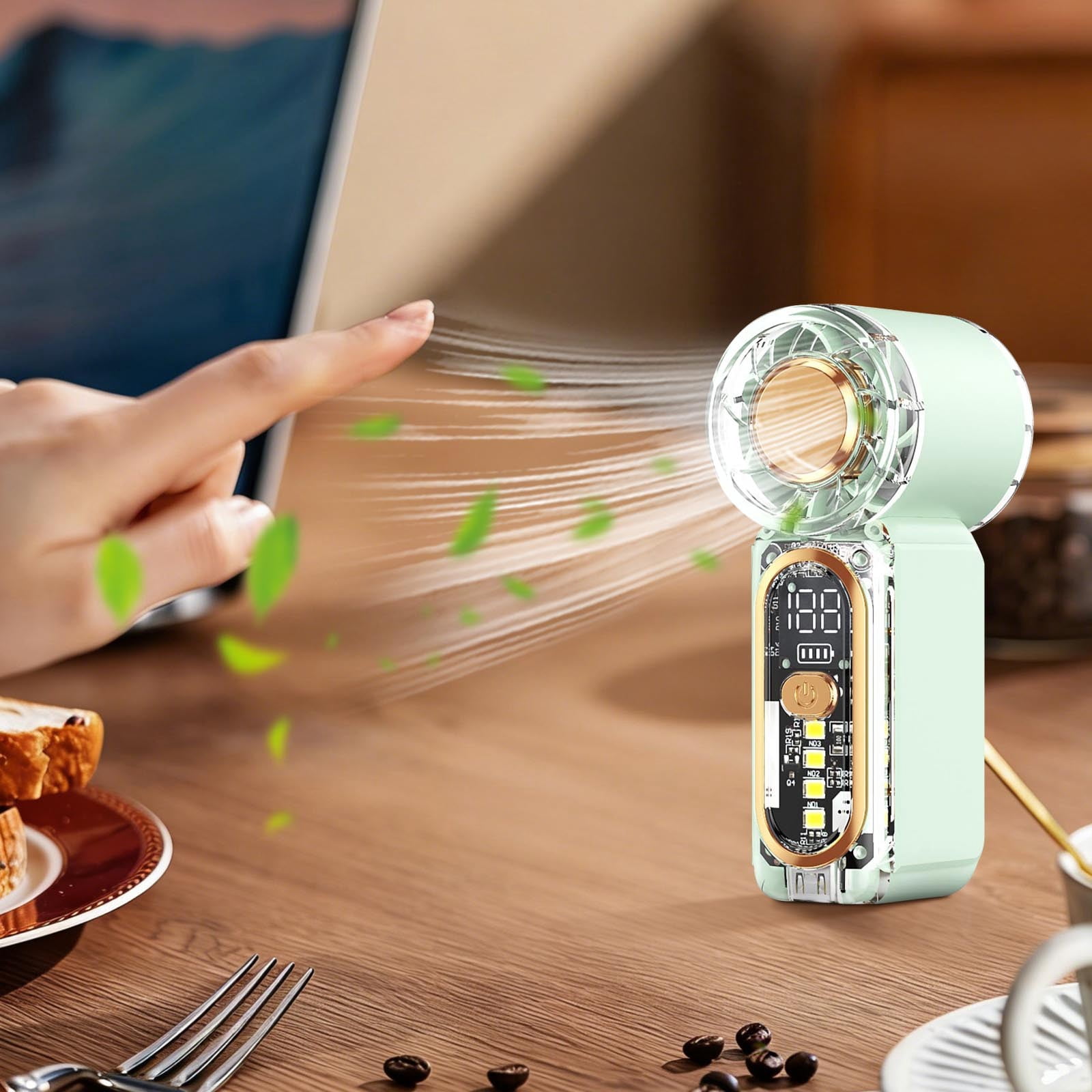 High Wind Rate Transparent Handheld Fan, Mini Turbo Pocket Fan with ...