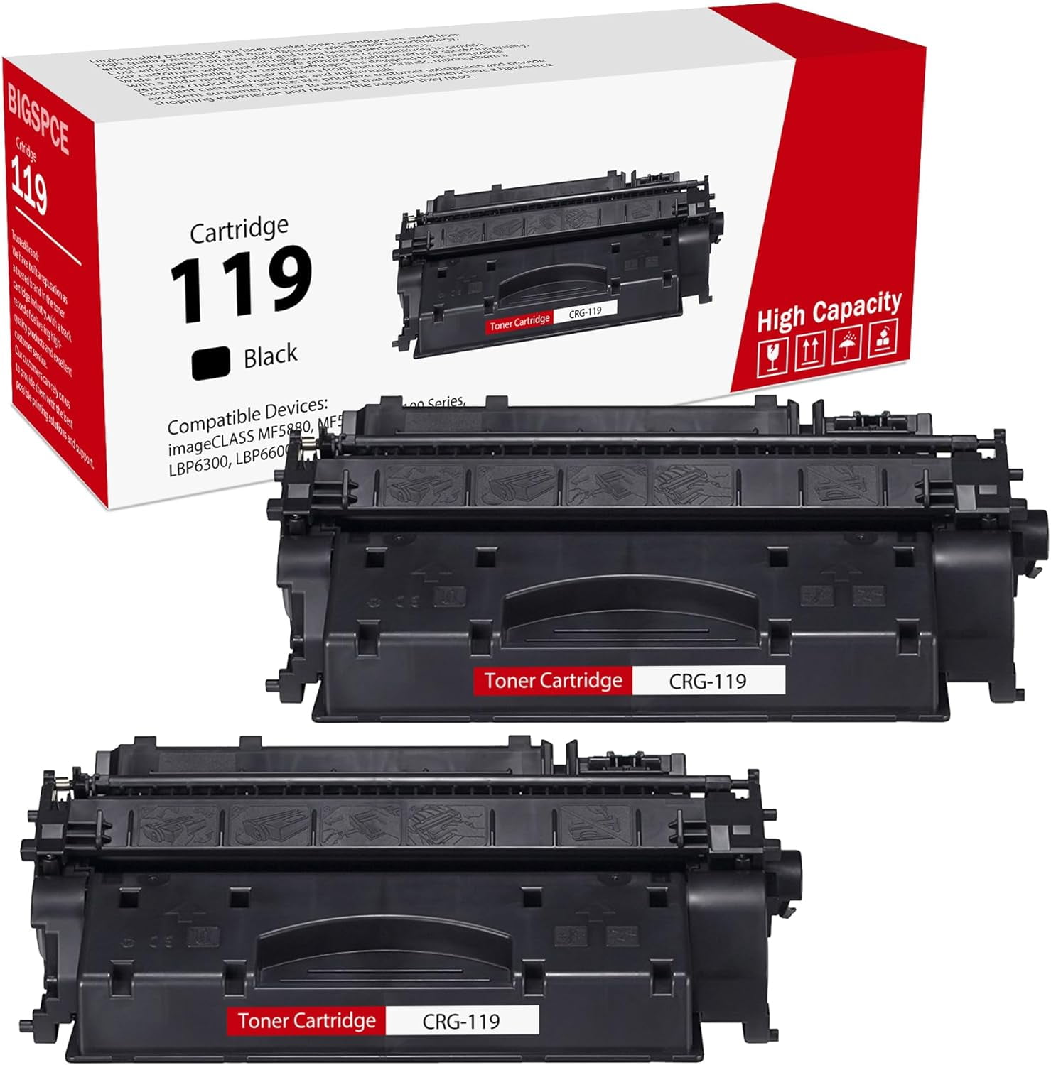 High-Yield 119 Black Toner Cartridge (2-Pack) - Compatible CRG119 Toner ...