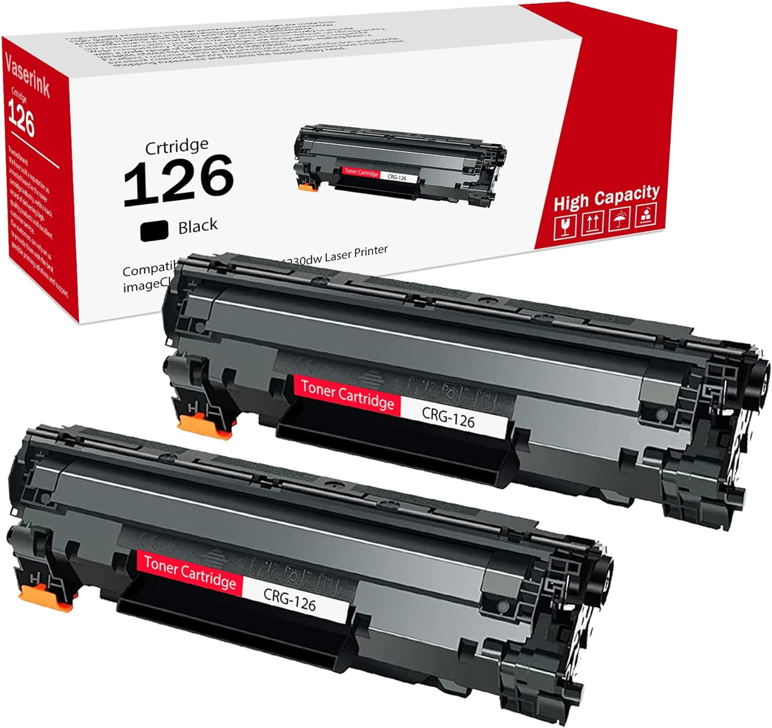 High-Yield 126 Black Toner Cartridge (2-Pack) - CRG126 Toner Replacement for Canon 126 Toner for ...