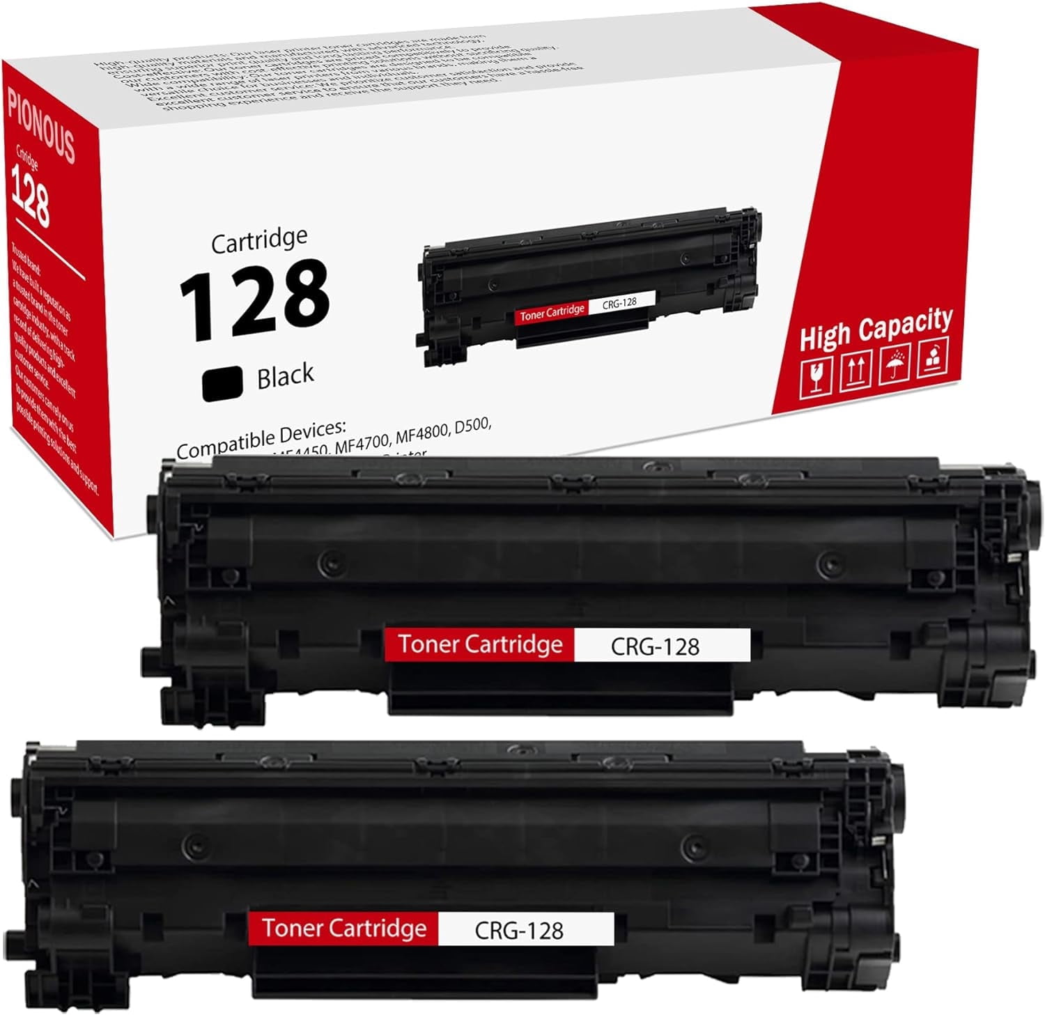 High-Yield 128 CRG128 Toner Cartridge (2-Pack, Black) 128 3500B001 ...