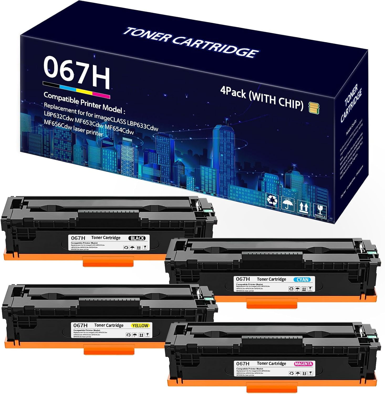 High Yield 4 Pack Compatible 067H CRG-067H Toner Cartridge Replacement for imageCLASS MF656Cdw ...