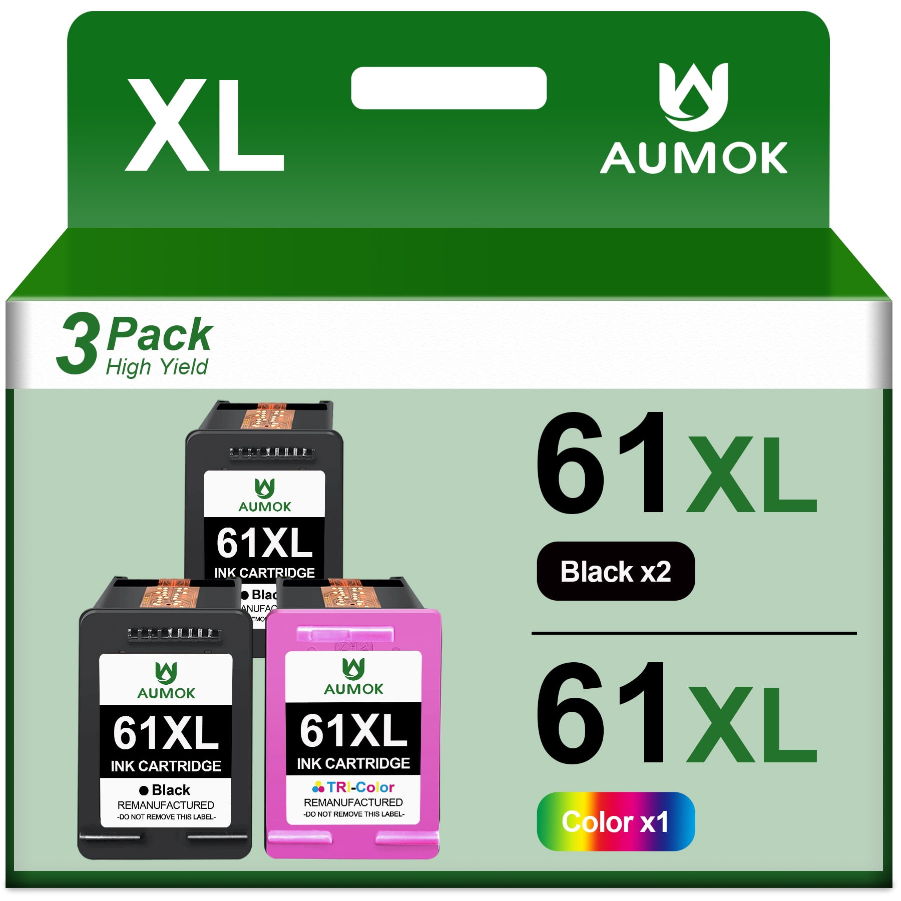 HP 61XL Ink Cartridges for Envy 4500, Deskjet 1000, Officejet 2620 (2 ...