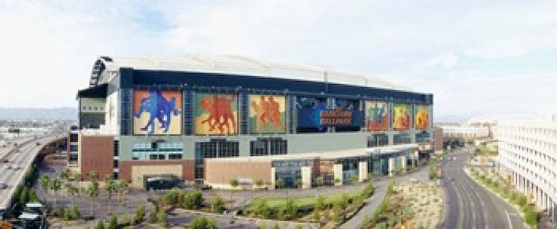High angle view of a baseball stadium, Bank One Ballpark, Phoenix ...