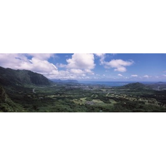 High angle view of a landscape Kaneohe Oahu Hawaii USA Canvas Art ...