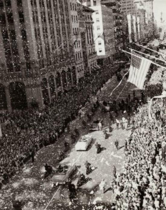 High Angle View Of A Parade For General Douglas Macarthur 5th Avenue