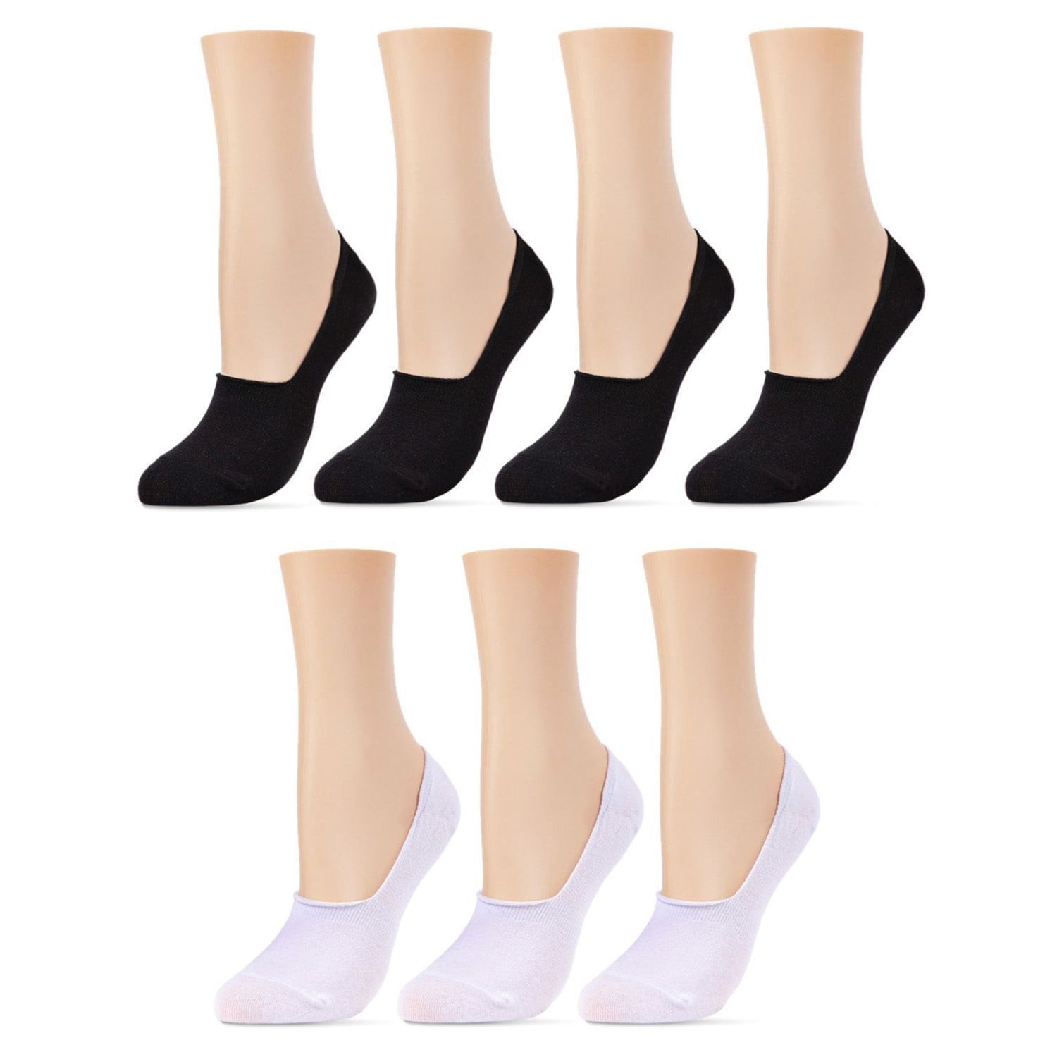 High-cut No-show Cotton Blend Sneaker Liner 21 Pack Color: Black White ...