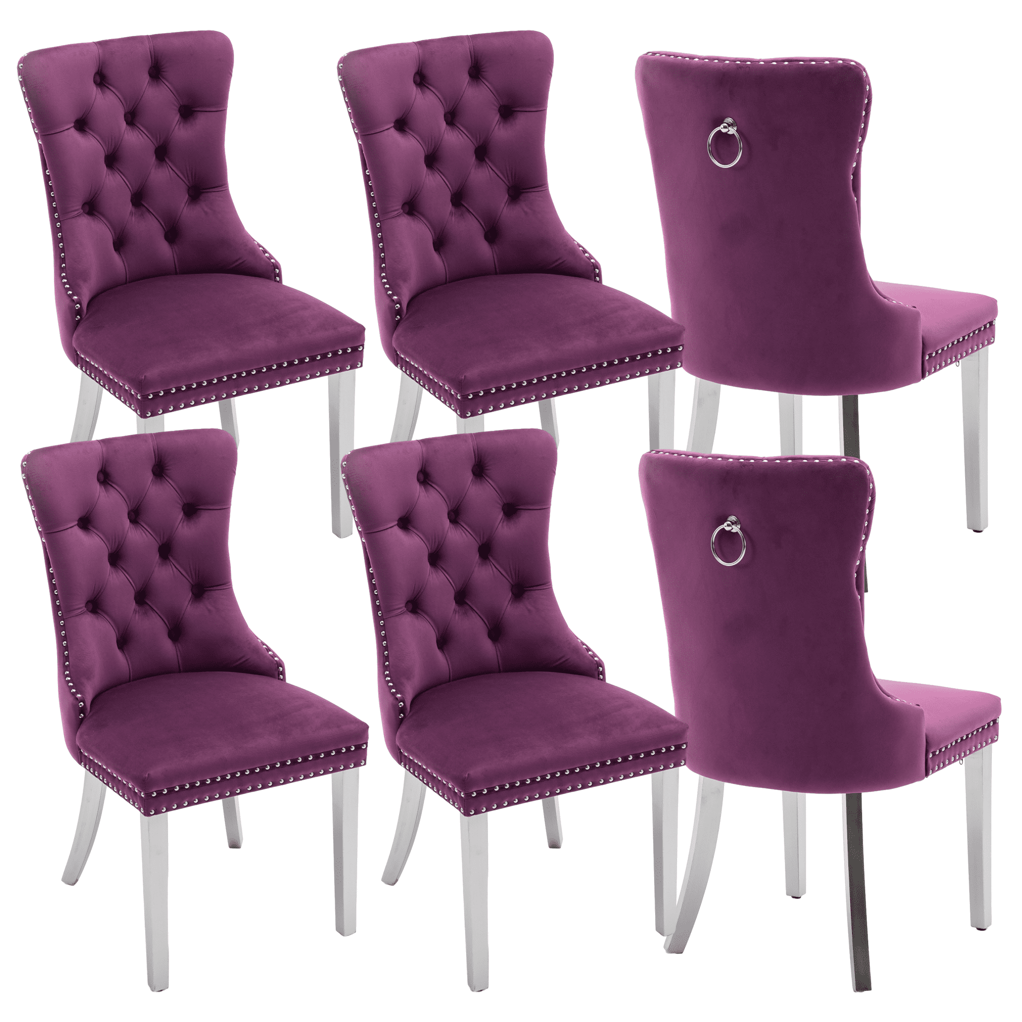 High-end Dining Chairs,Upholstered Tufted Side Chair with Chrome ...