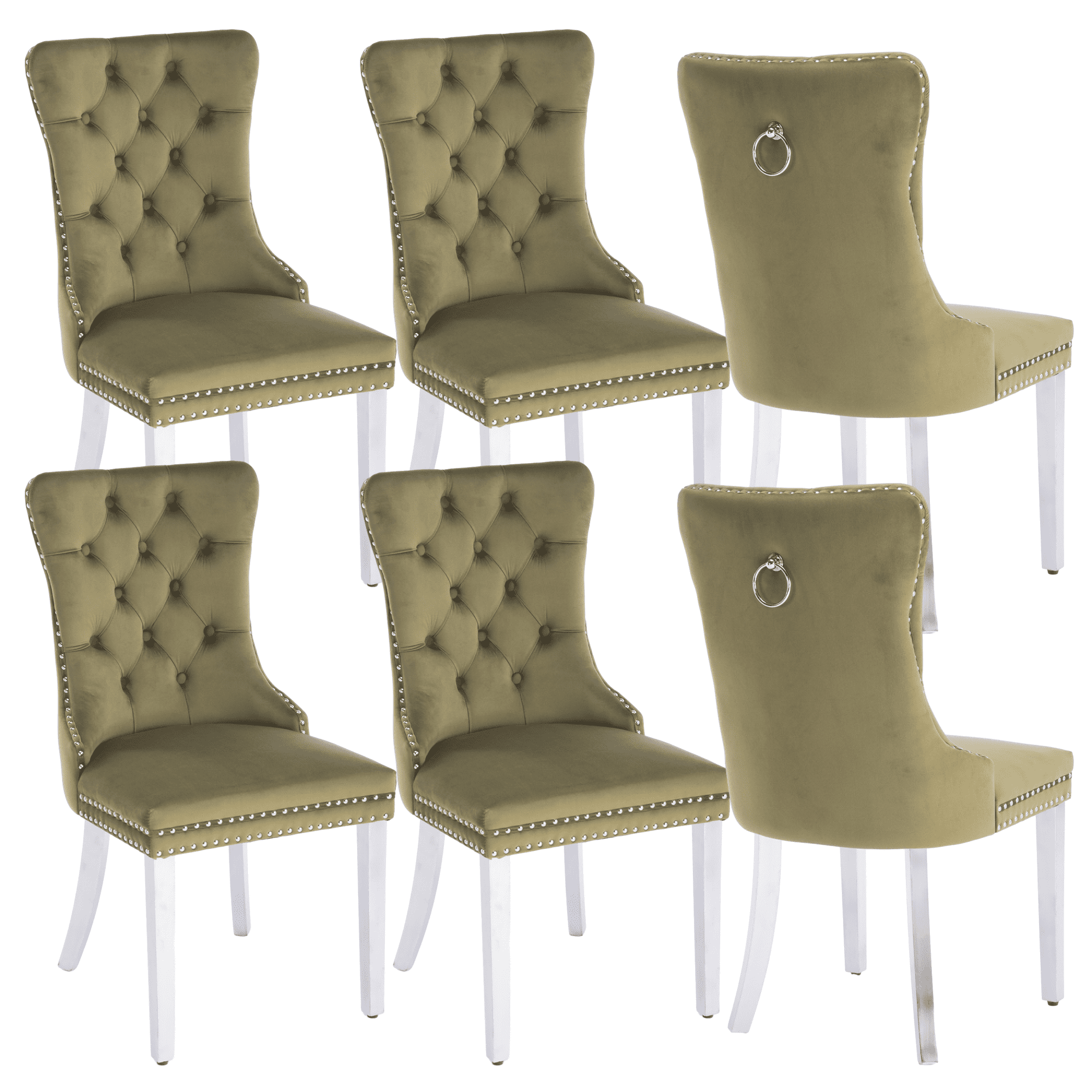 High-end Dining Chairs,Upholstered Tufted Side Chair with Chrome ...