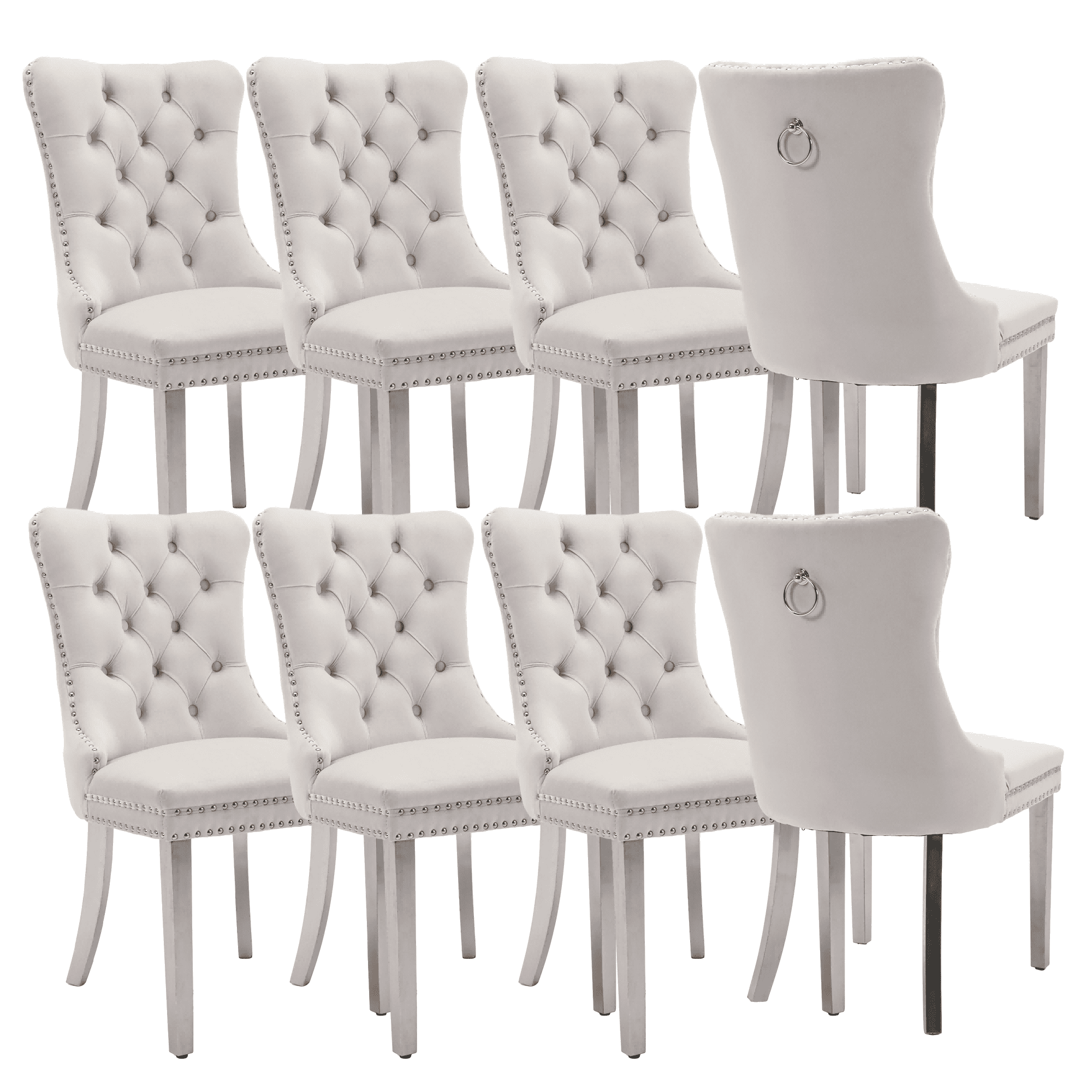 High-end Dining Chairs,Upholstered Tufted Side Chair with Chrome ...
