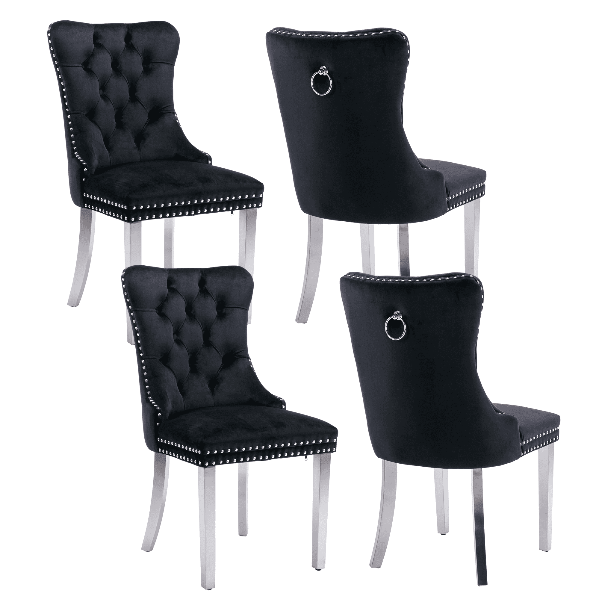 High-end Dining Chairs,Upholstered Tufted Side Chair with Chrome ...