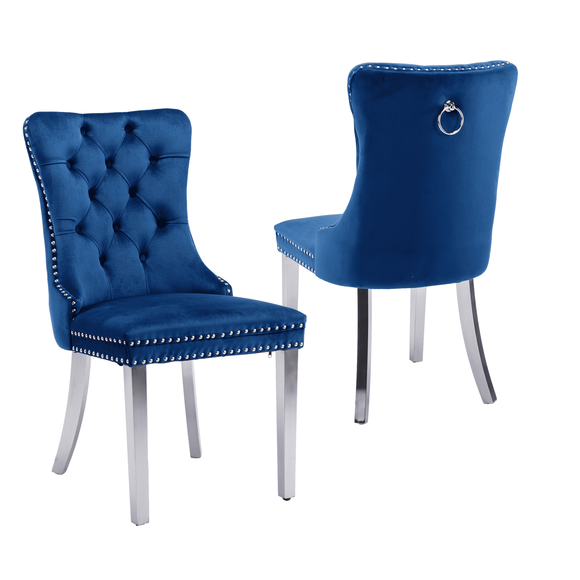 High-end Dining Chairs,Upholstered Tufted Side Chair with Chrome ...