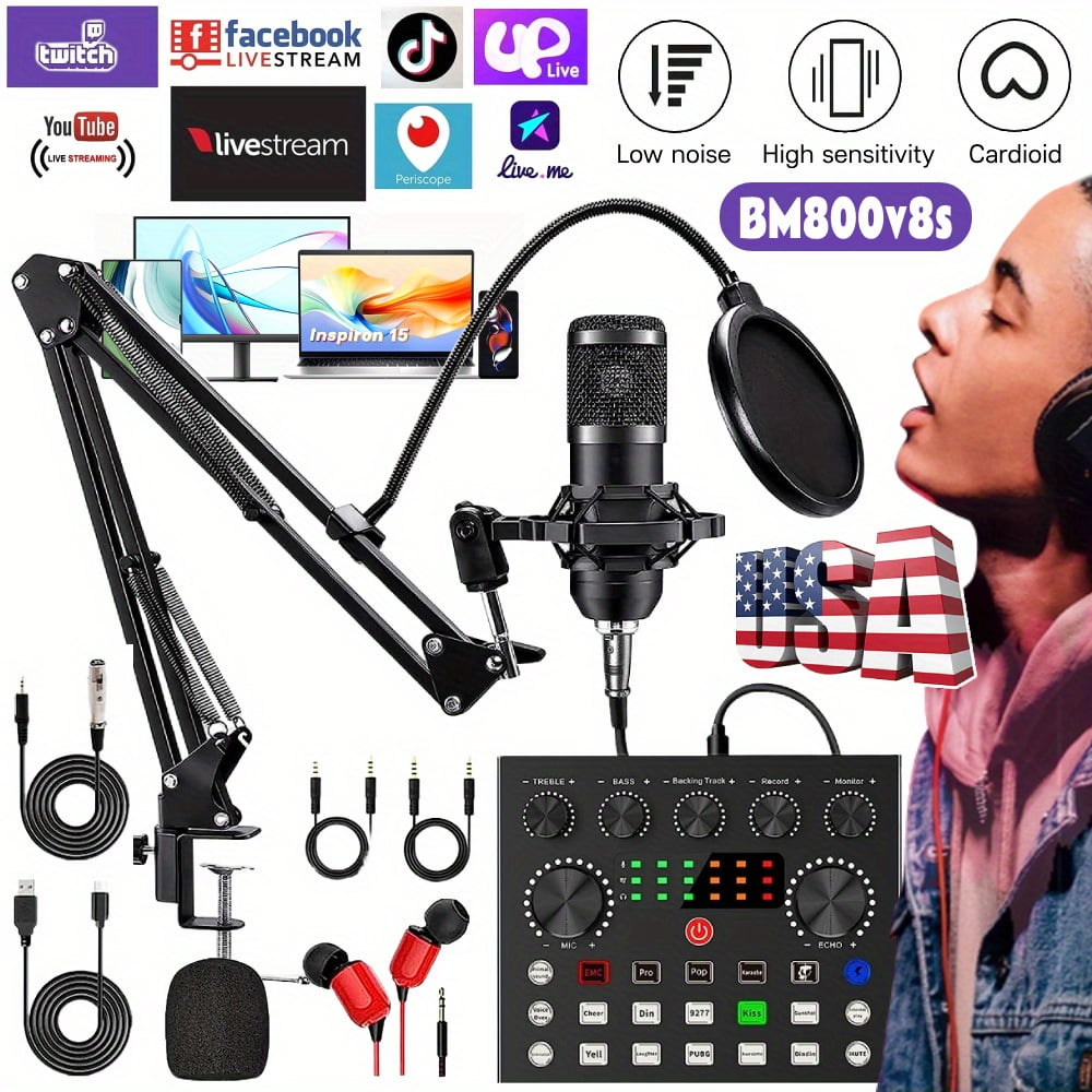 High-end Professional Podcast Equipment Kit, V8s Audio Interface With All-in-one Live Sound Card ...