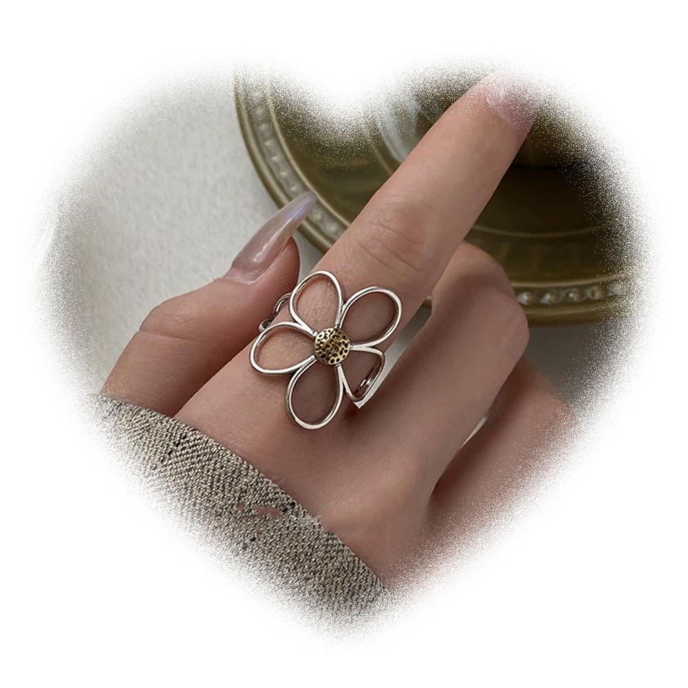 High-end niche design old daisy flower ring for women simple index ...