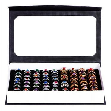 Limei 100 Slot Ring Jewelry Organizer Box - Velvet Stand, Transparent ...