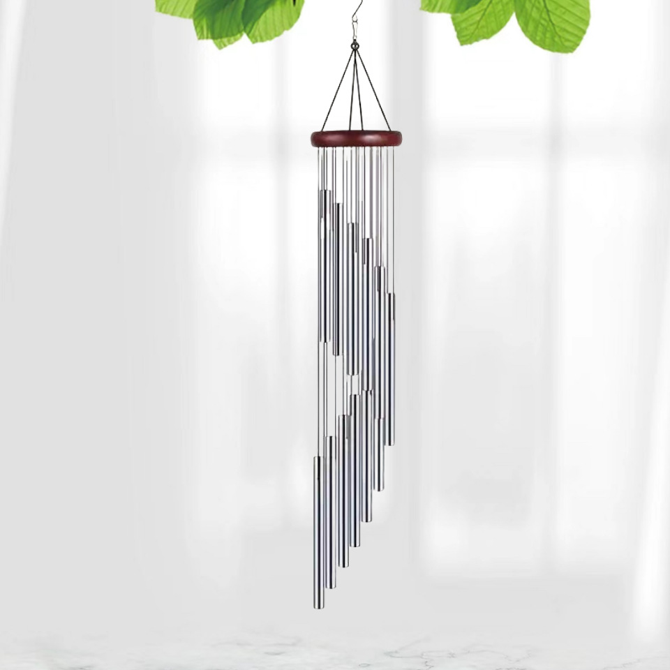 High-grade metal rotating wind chimes, 12-tube tuned solid wood ...