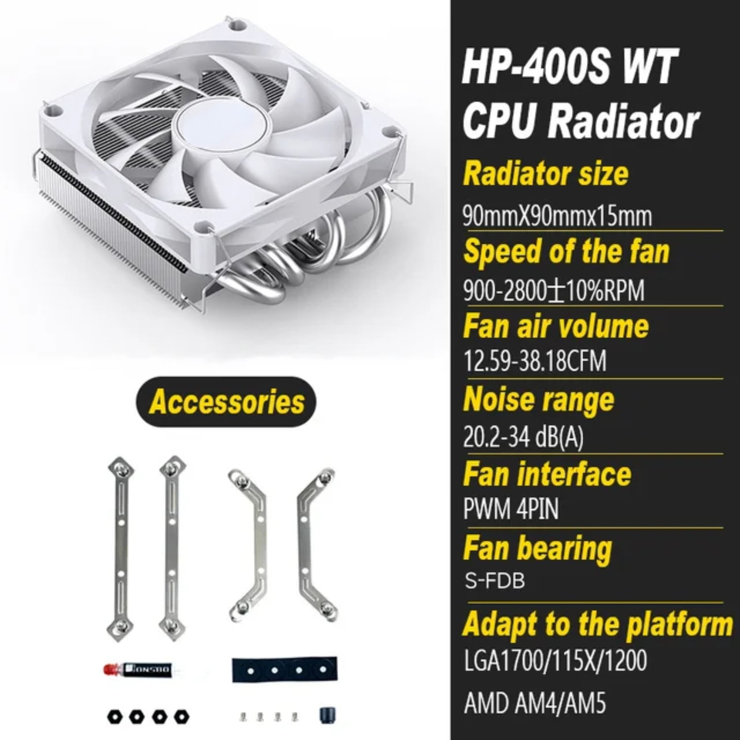 High-performance 90mm PWM Temperature Control CPU Cooler with Down ...