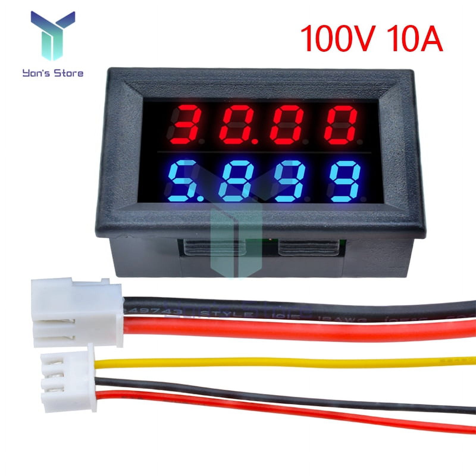 High precision DC 100V 200V 10A Voltmeter Ammeter Blue + Red LED Amp ...