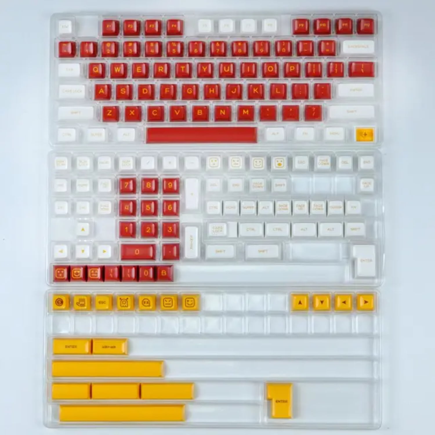 High-quality GMK PBT Double Shot ISO Key Caps in White/Red/Yellow for ...