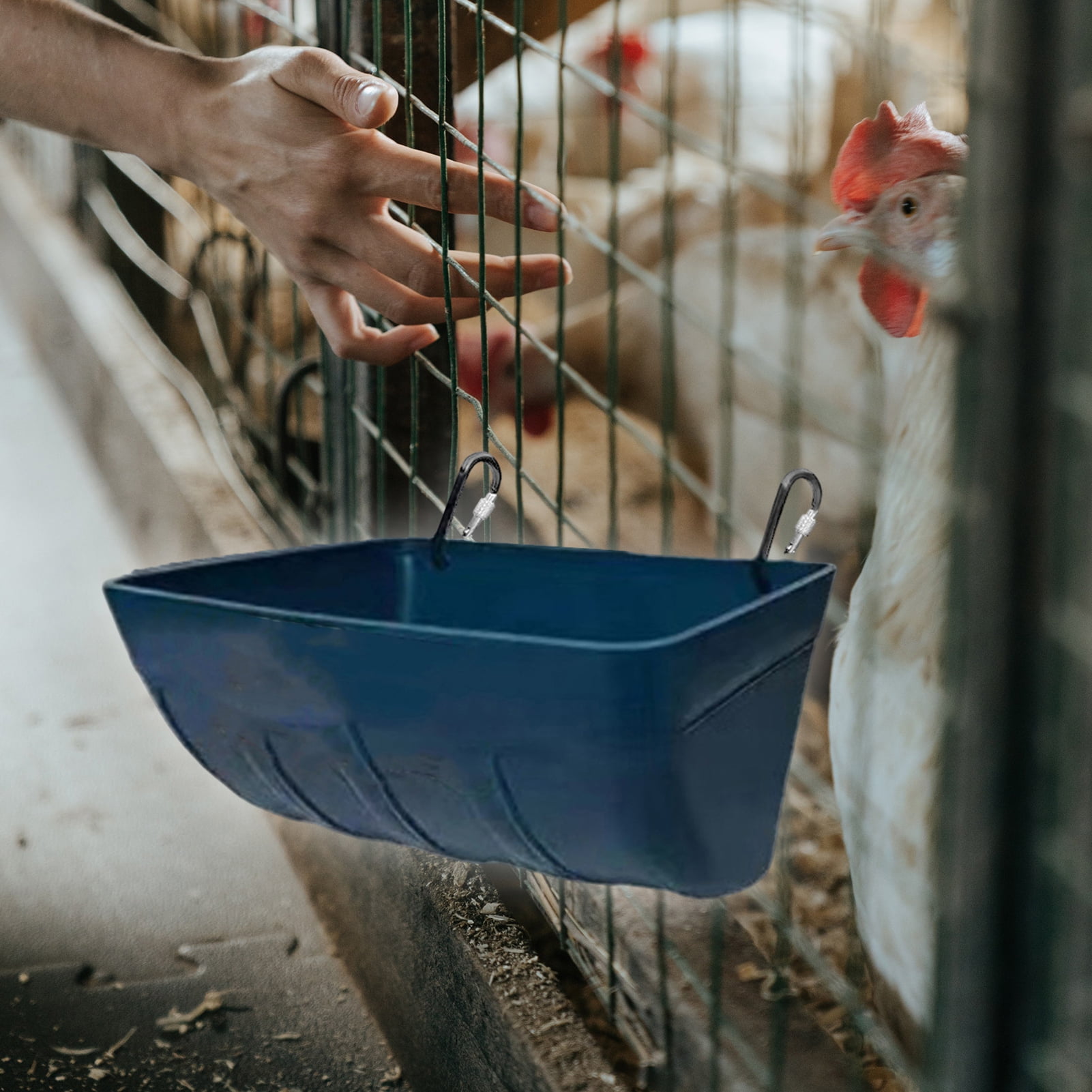 High-quality Plastic Chicken Trough 1 Set Chicken Trough Feeder Hanging ...