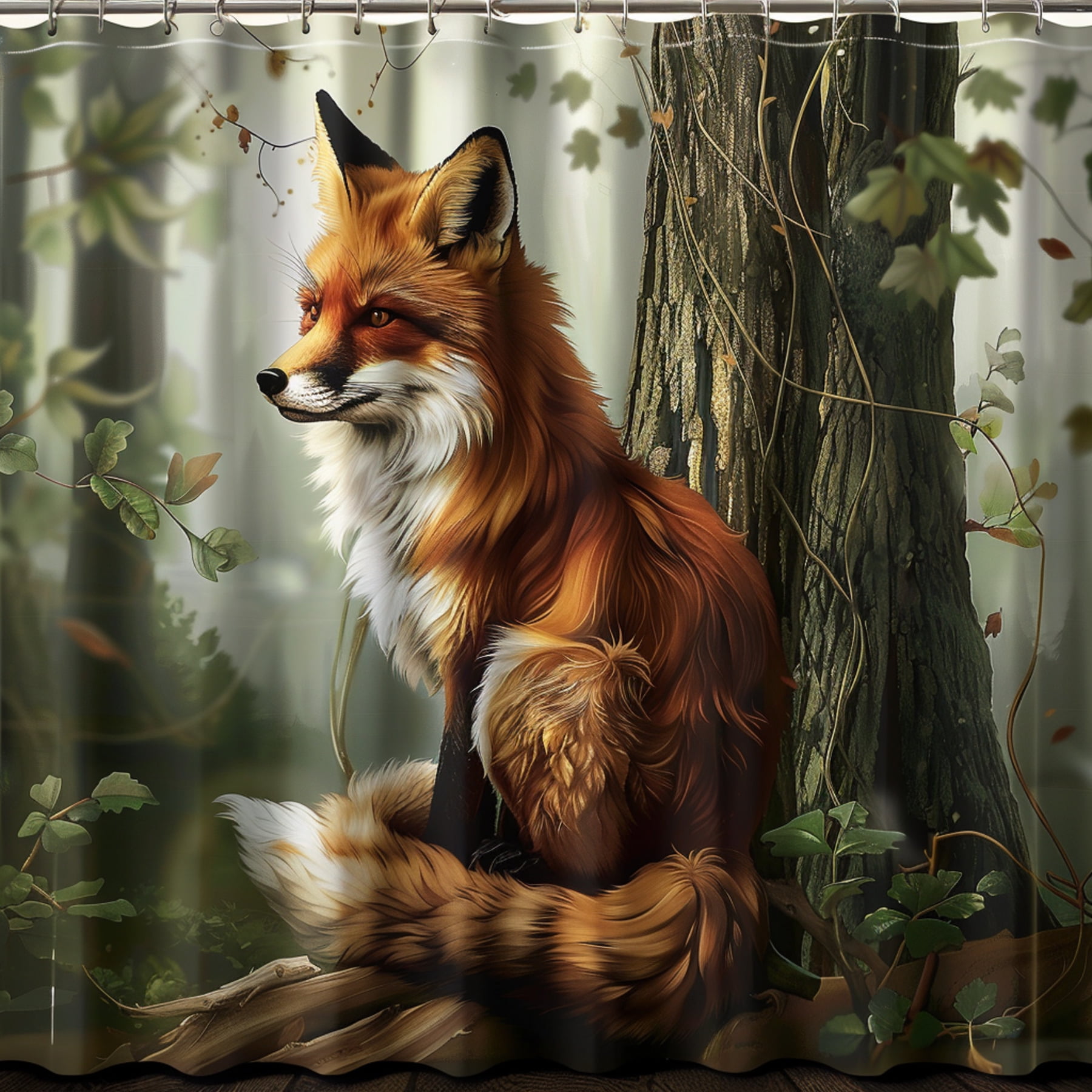 High quality hyperrealistic shower curtain featuring a red and white ...