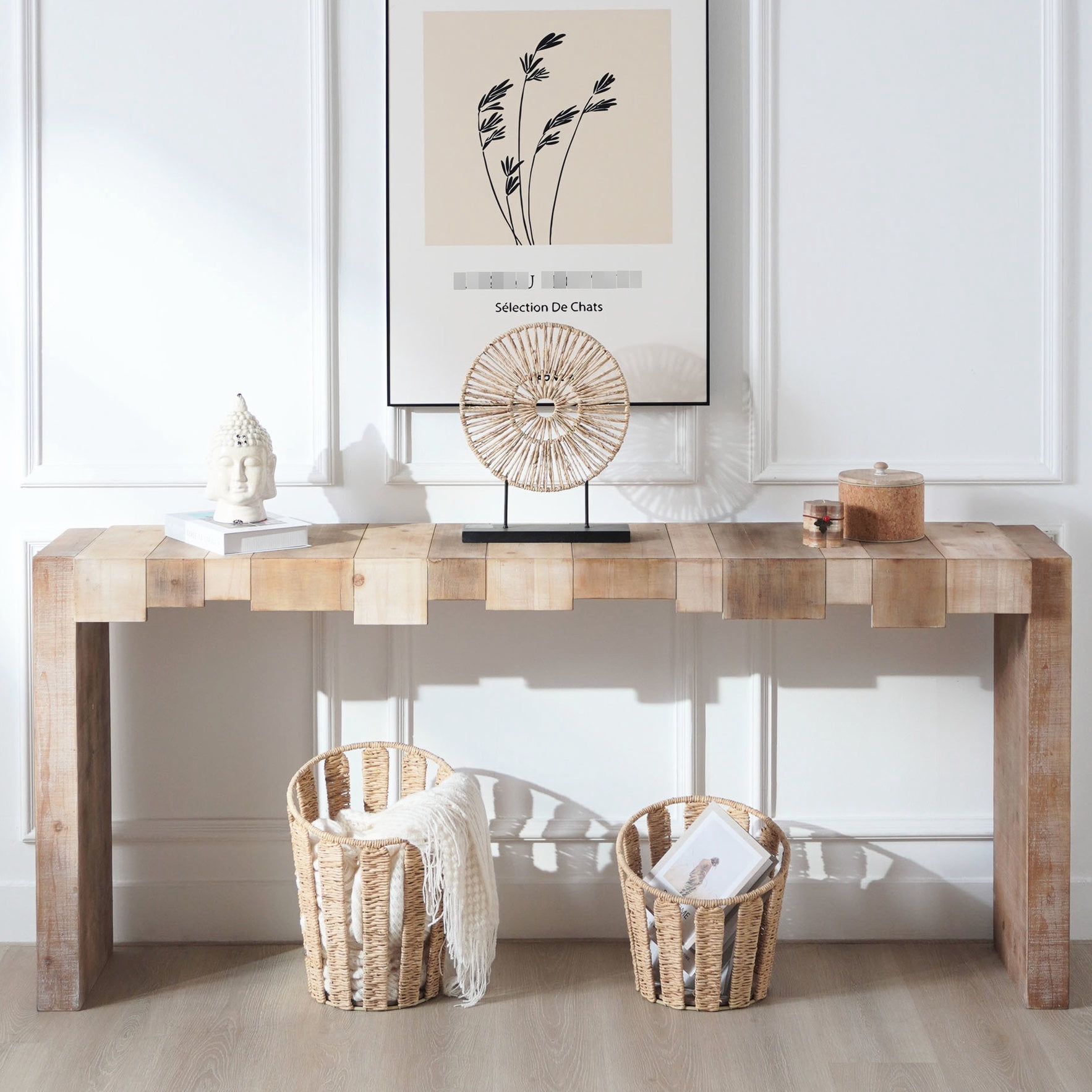 High - quality manufactured wood - Unique staggered block pattern ...