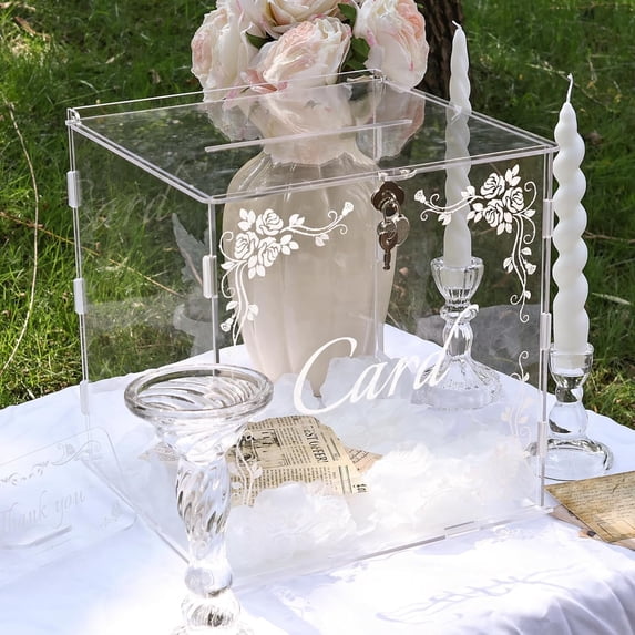HighFree Clear Acrylic Wedding Card Box w/Slot & Lock, Large Gift Card ...