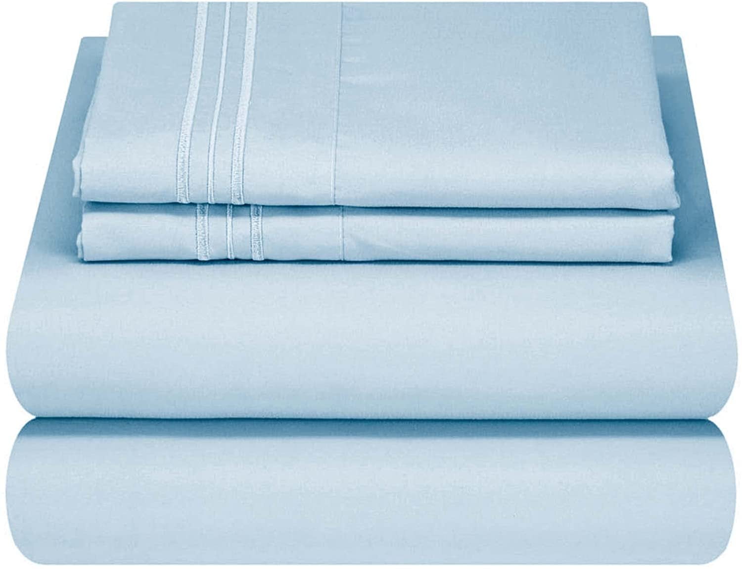 HighKey Home Luxury Embroidered Sheet Set, 1800 Series Double Brushed ...