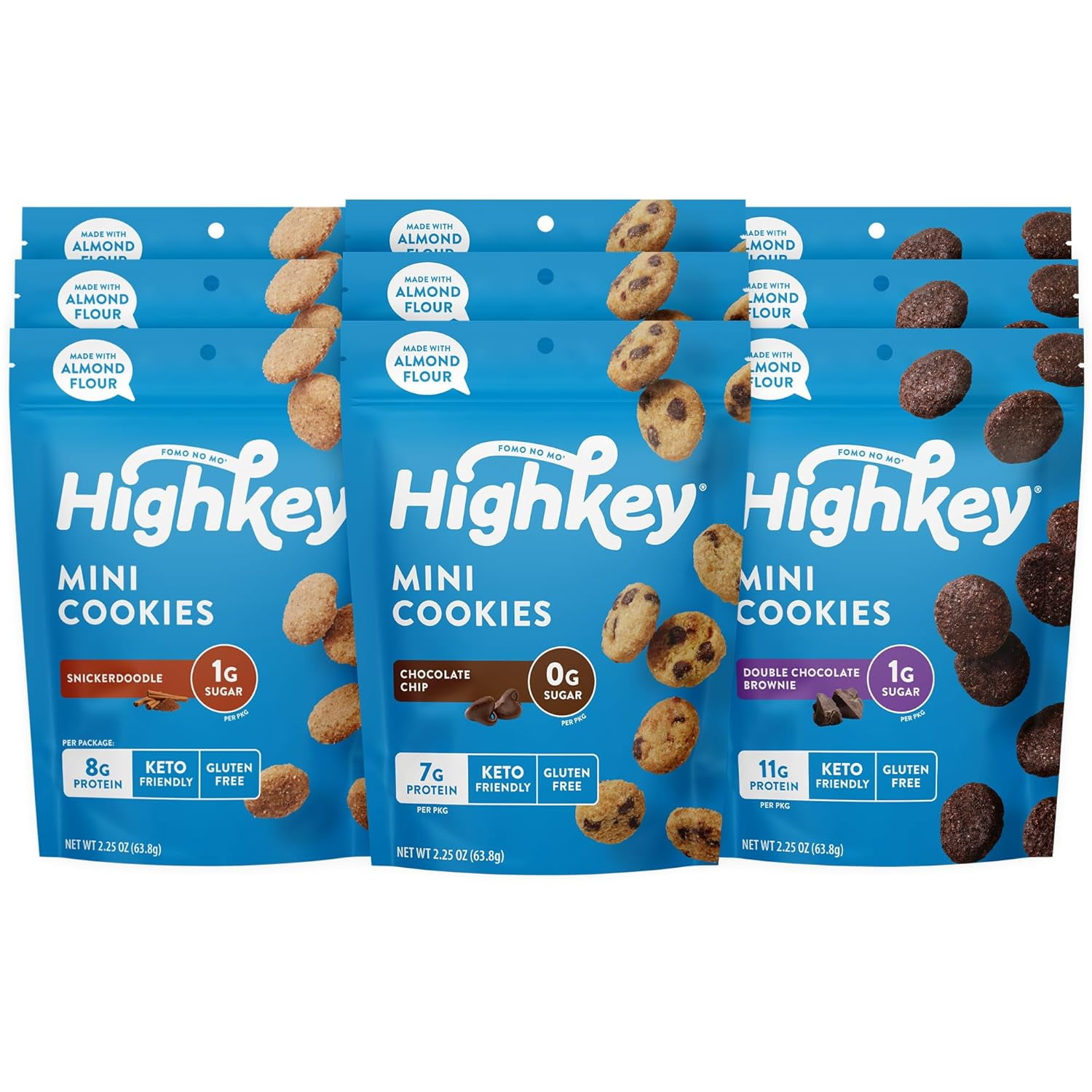 HighKey Keto Food Low Carb Snack Cookies Variety Pack - Chocolate Chip ...