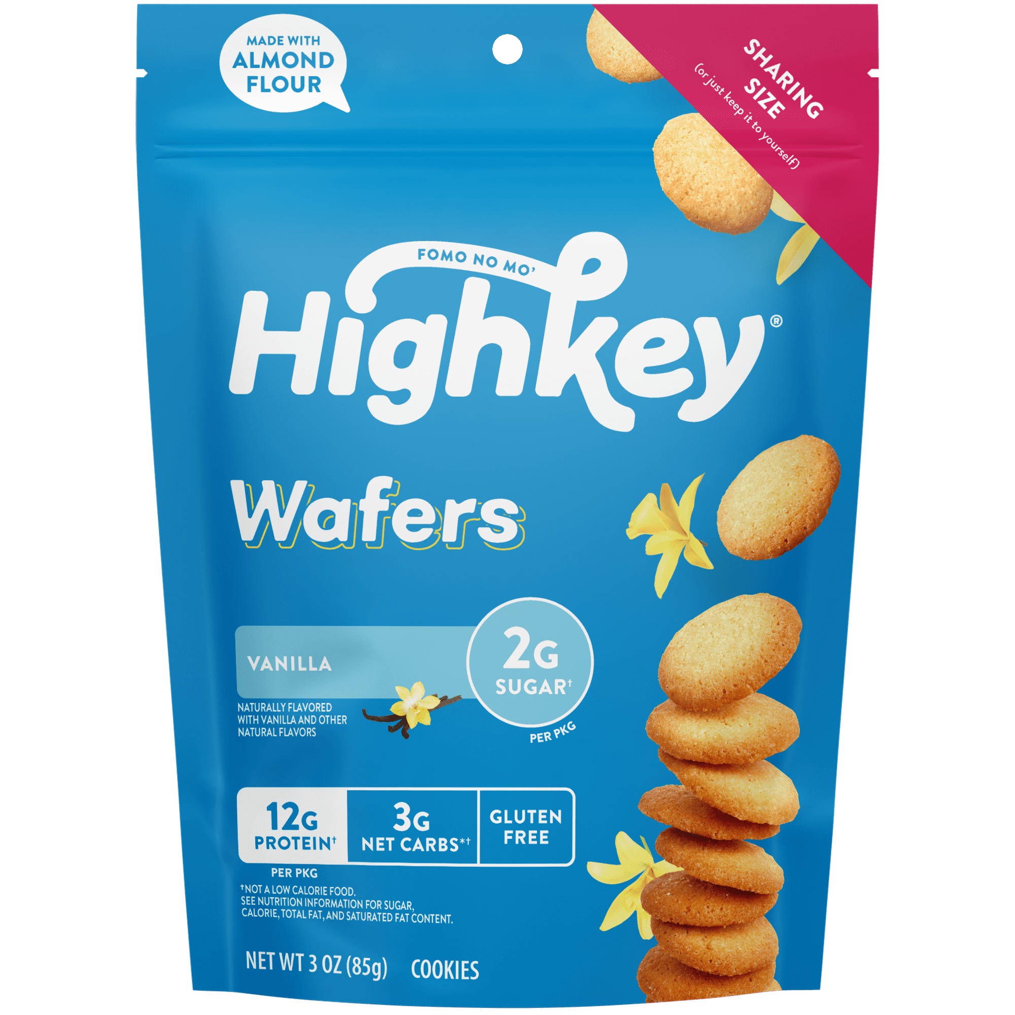 HighKey Healthy Cookies, Sugar Free, Keto-Friendly Wafers, 3oz, Gluten ...