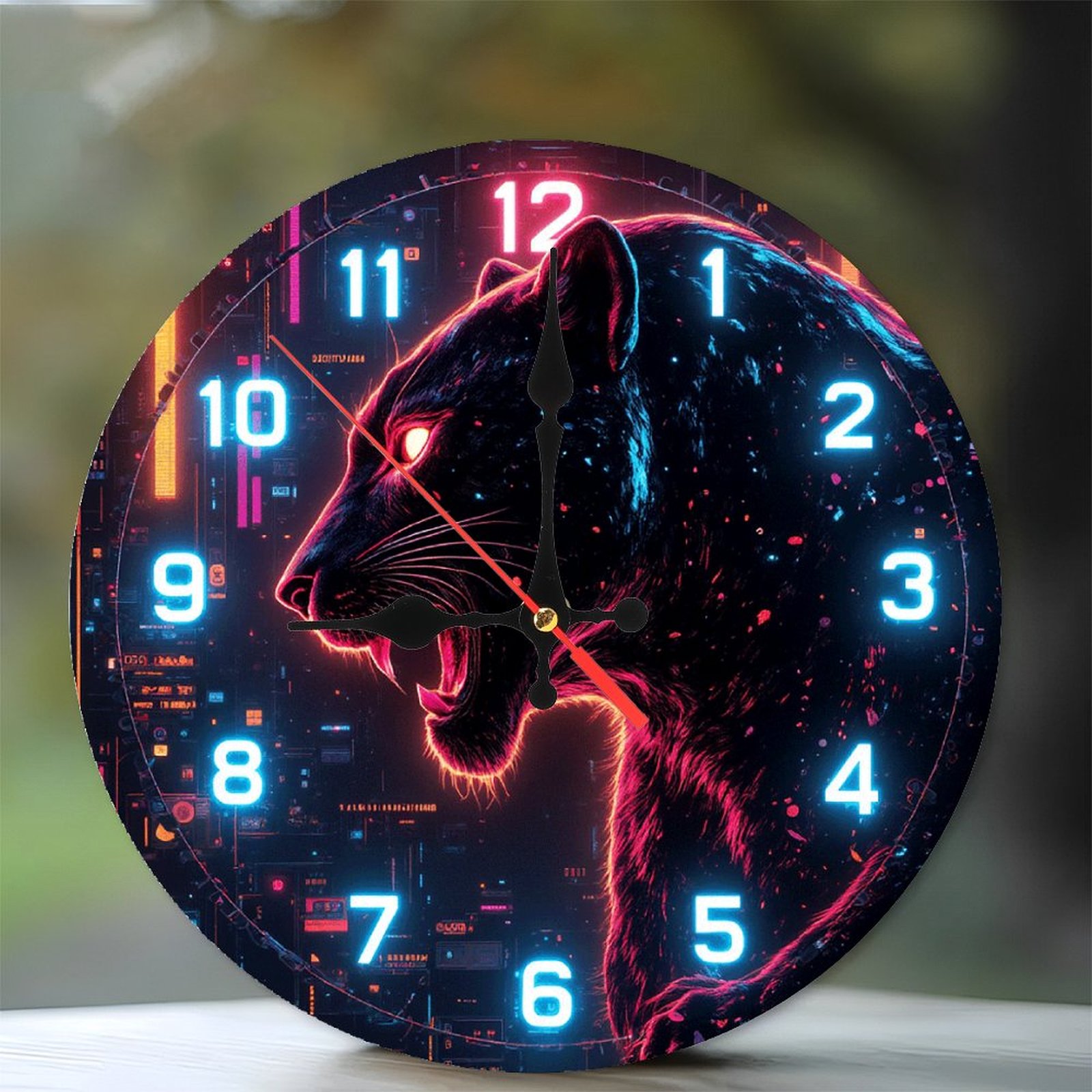 HighQuality Black Panther Wall Clock for Home Decor 10-Inch Silent ...