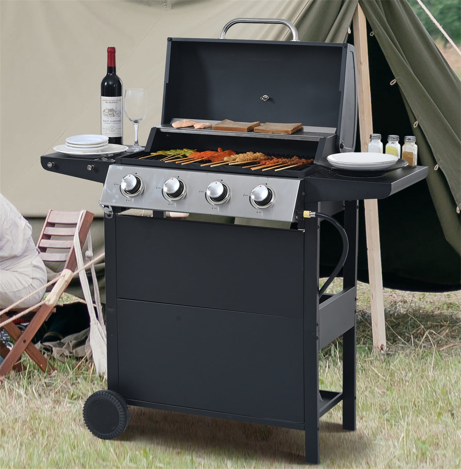 HighSound 4 Burner Propane Gas Grill, 34200 BTU Stainless Steel Patio ...