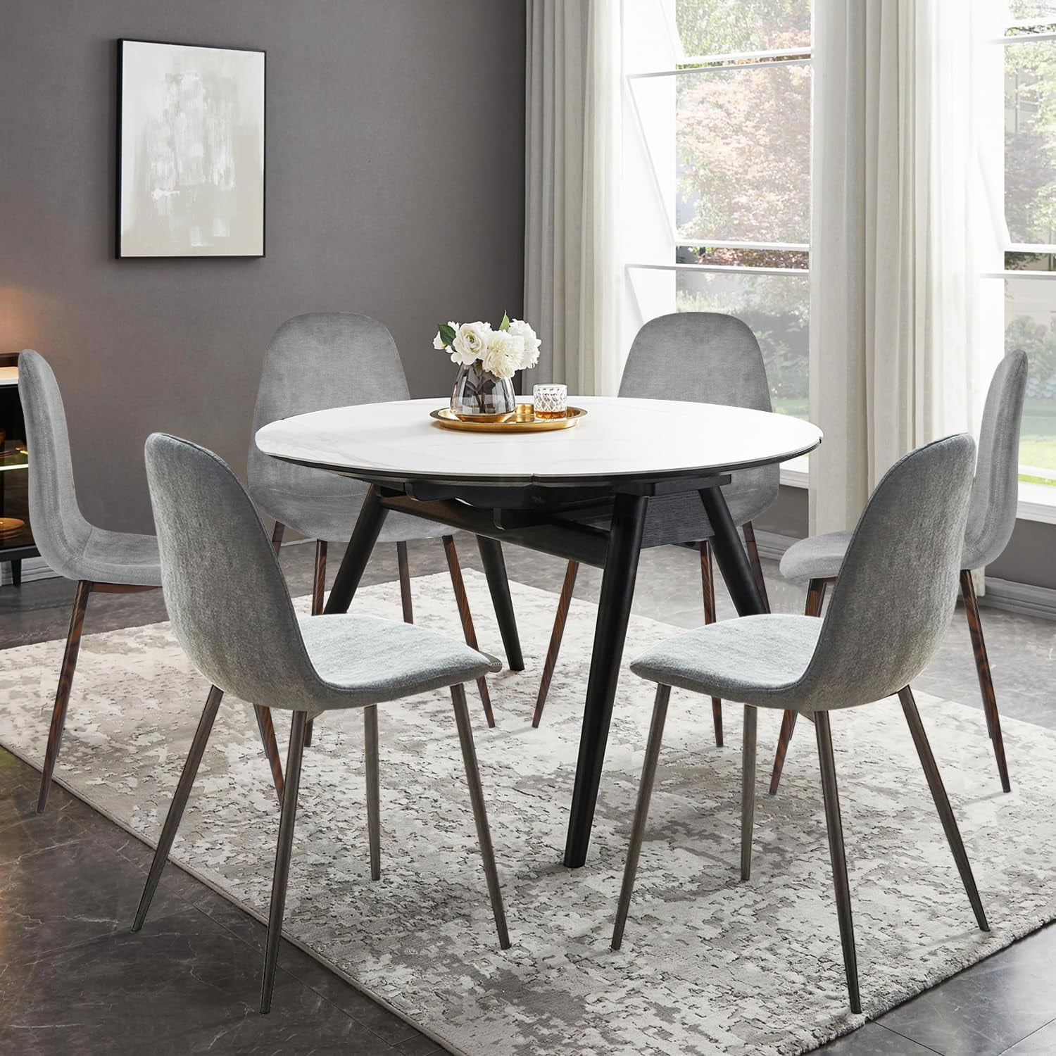 HighSound 4-Pieces Kitchen Dining Chair Set, Modern Room Comfy Fabric ...