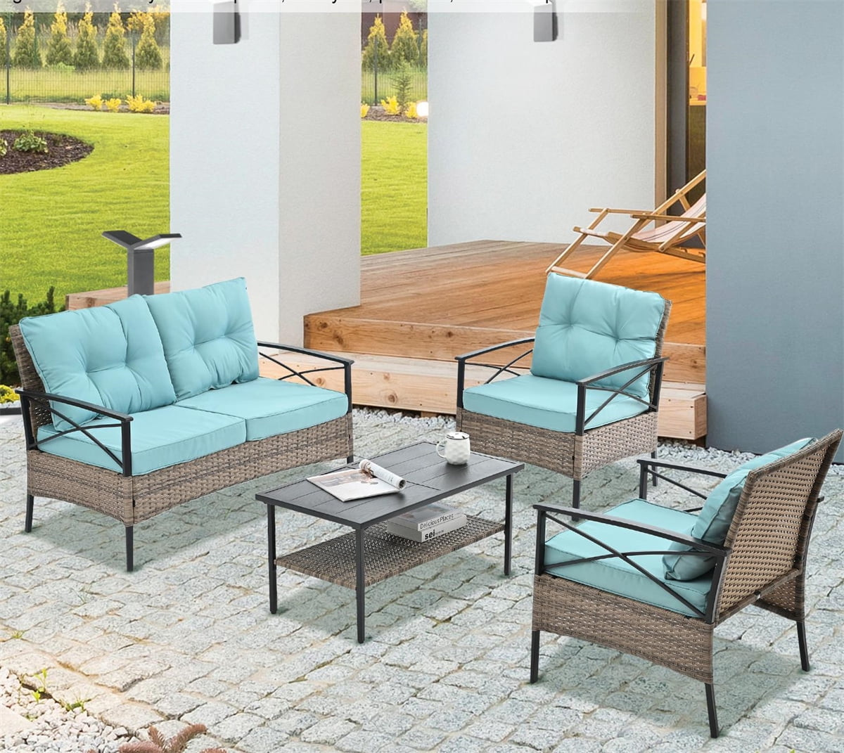 HighSound Patio Furniture Set, 4 Piece Outdoor Patio Conversation Set ...