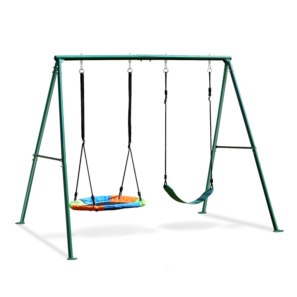 HighSound Swing Set with Saucer & 1 Belt Swing Seat, 440lbs Swing Set ...