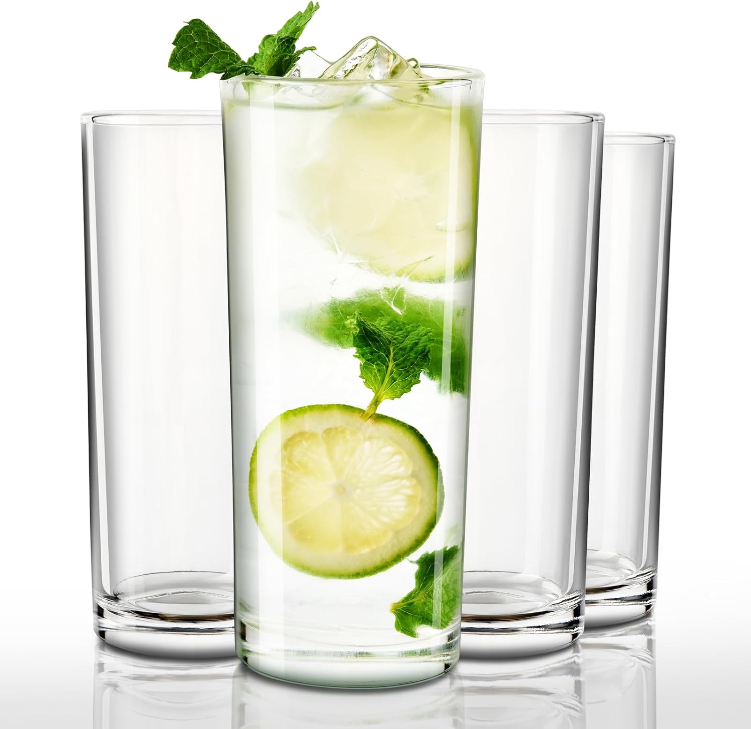 Highball Glasses Set of 4, 10 OZ Drinking Glasses, Lead-Free Crystal ...