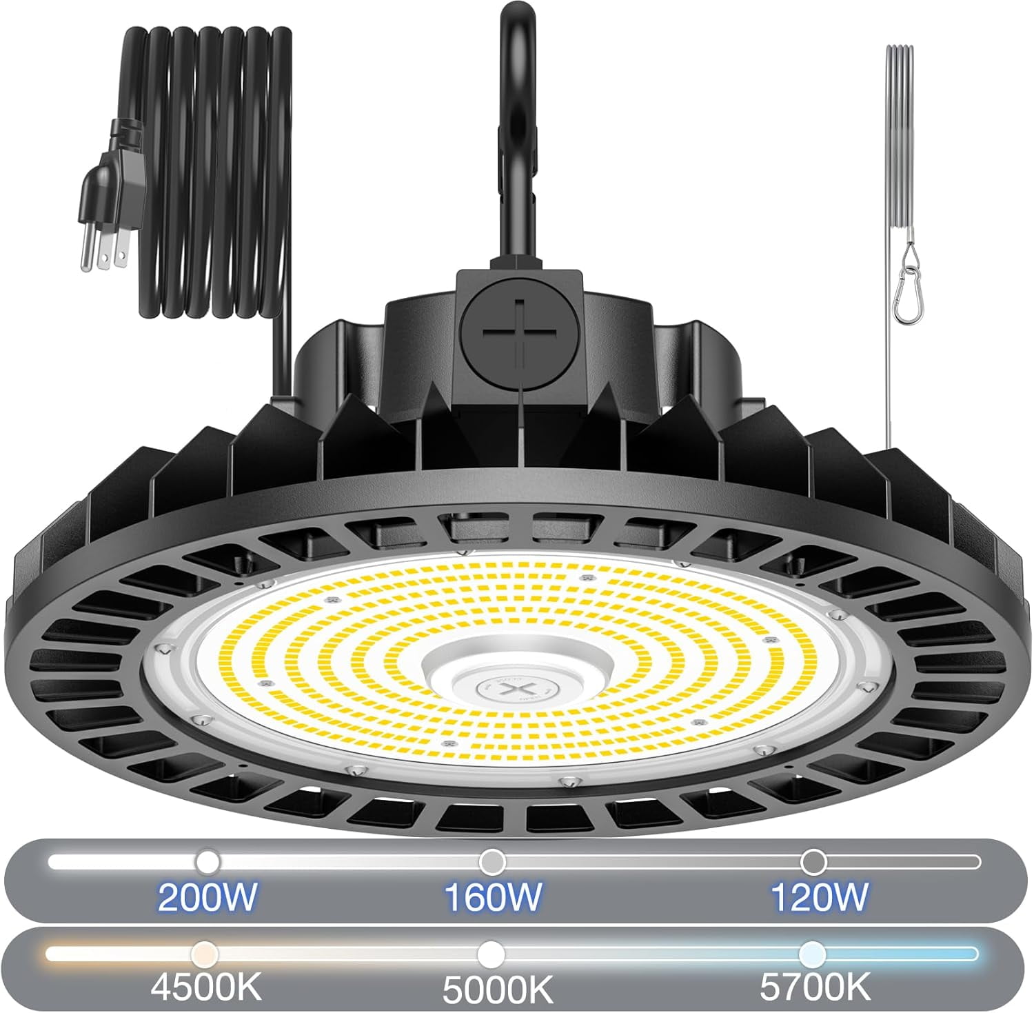 Highbay Shop Light 200W 160W 120W 3-Wattage 4500K 5000K 5700K 3-CCT ...