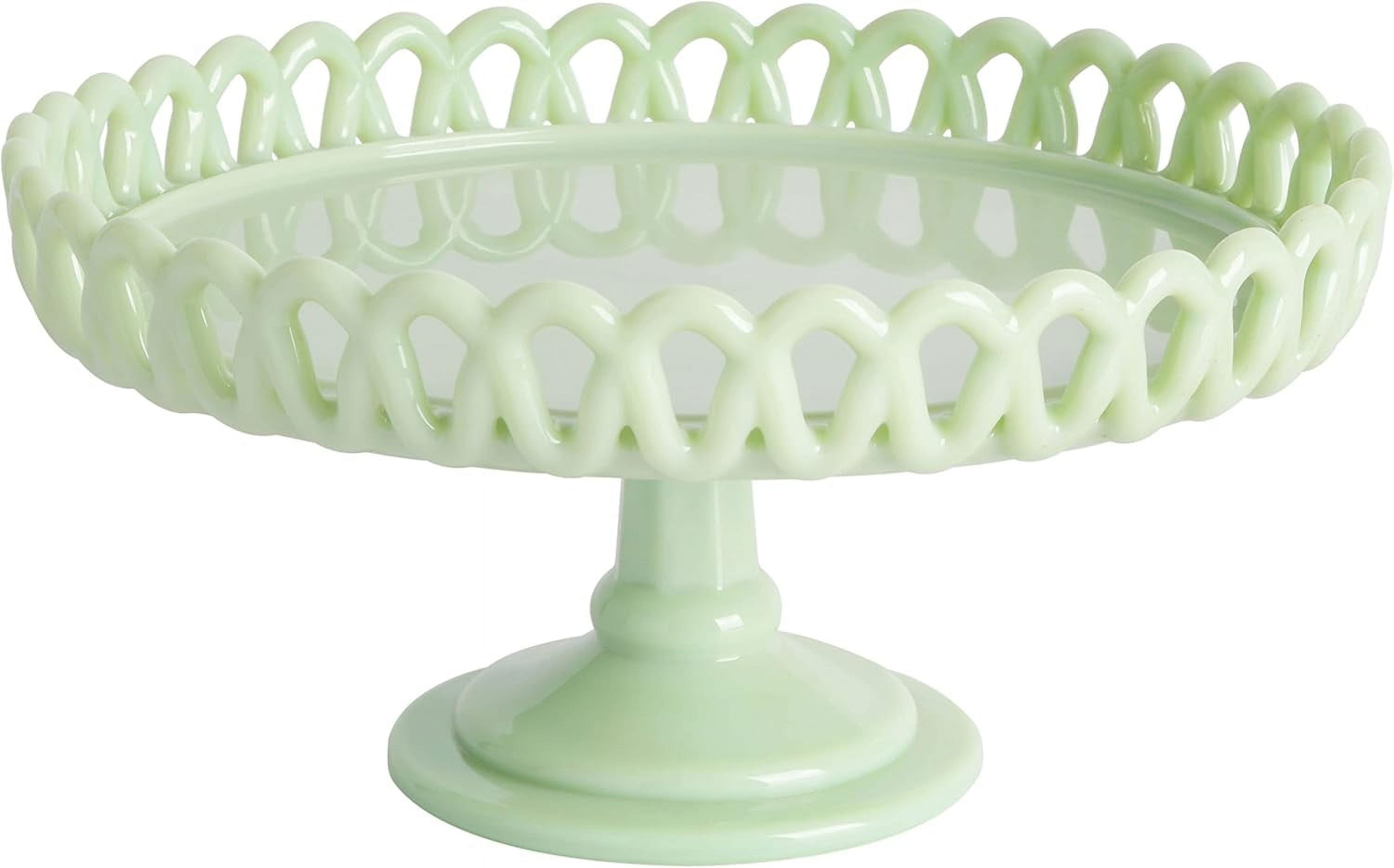 Martha Stewart Highbrook 11" Handmade Jadeite Glass Cake Stand - Ruffle Trim - Walmart.com