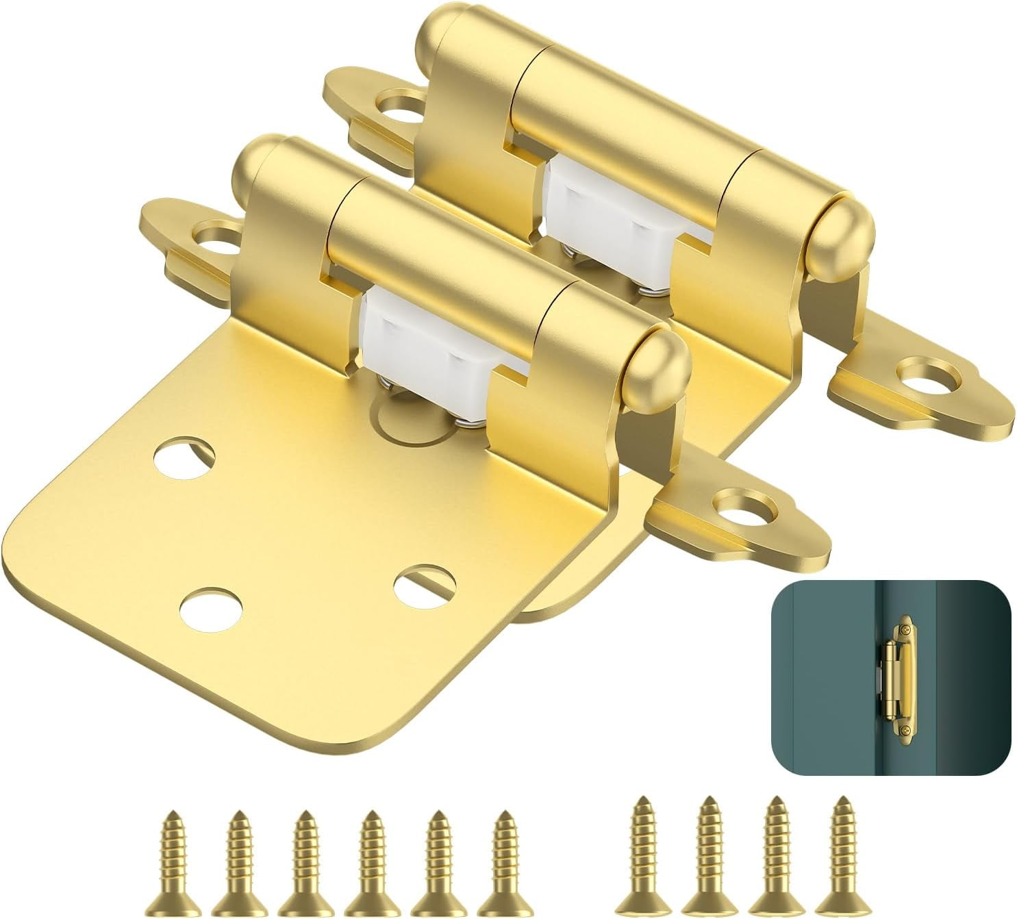 Highcool 1/2" Overlay Self- Cabinet Hinges for Kitchen Cabinet Door, 10 ...