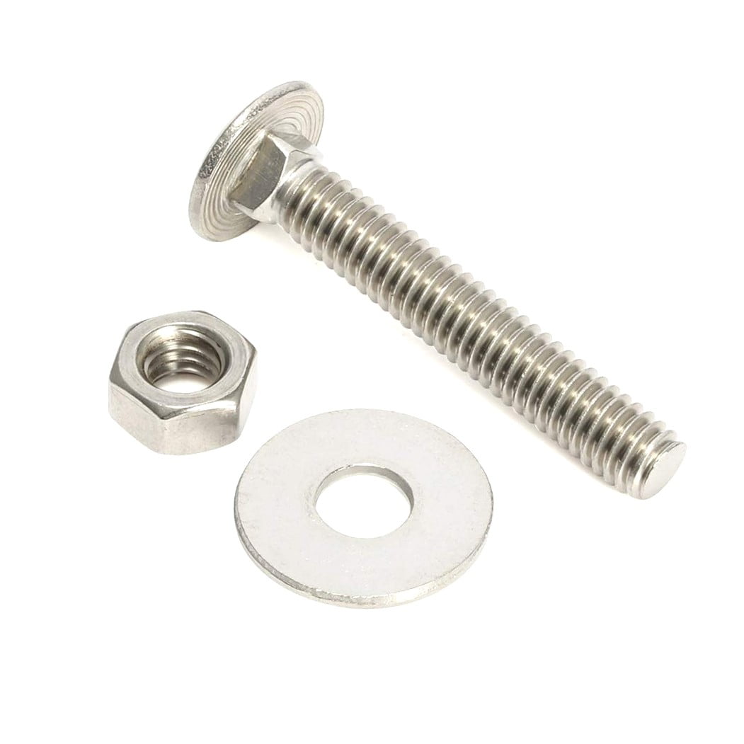 Highcool 1/4-20 4 Carriage Bolts and Nuts Flat Washers Kit Round Square ...